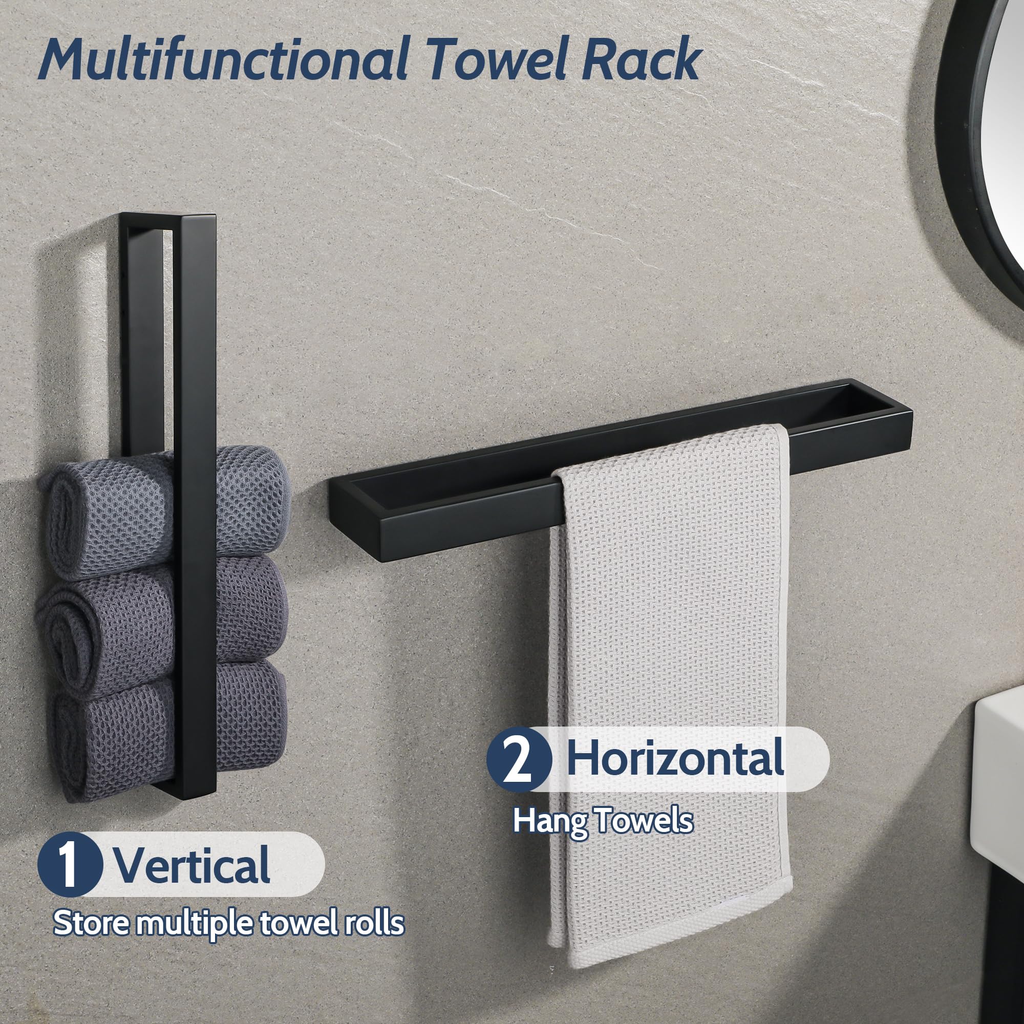 Snapklik.com : Sayayo Matte Black Towel Bar For Bathroom, 16 Inch Bath ...