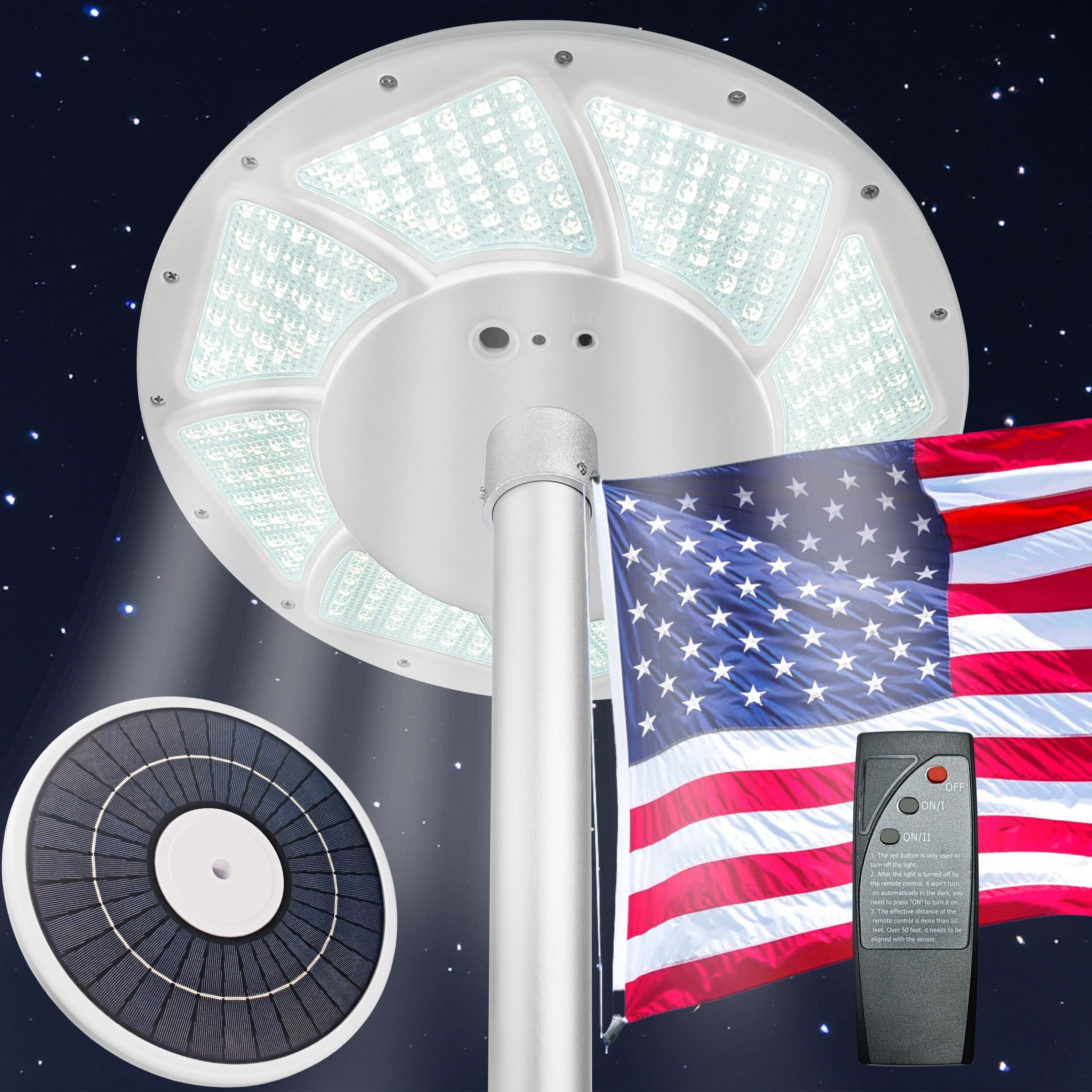 Solar Flagpole Spotlight Bright Solar Flagpole Light Top Mount Wide