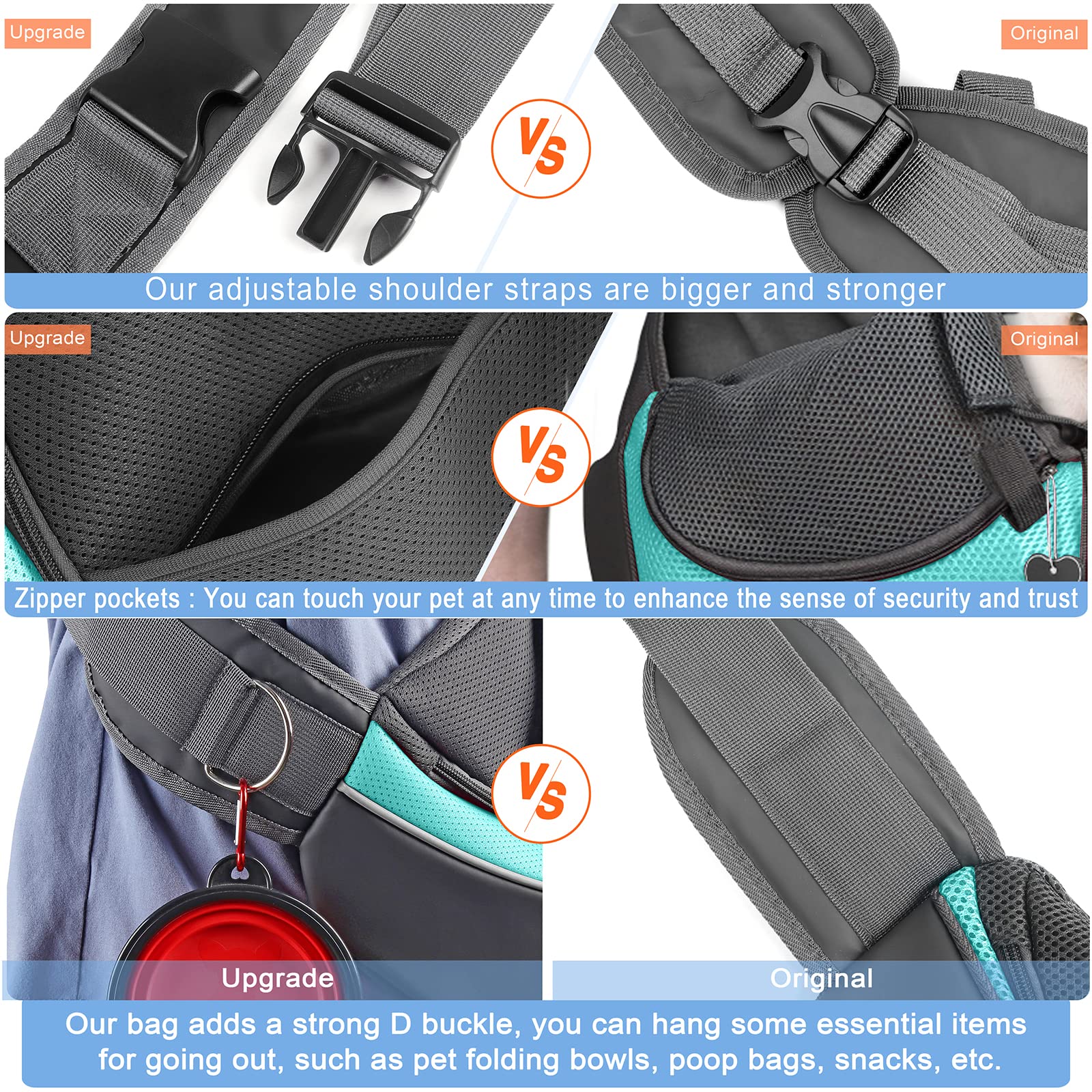 Snapklik.com : YUDODO Pet Dog Sling Carrier Mesh Hand Free Adjustable ...