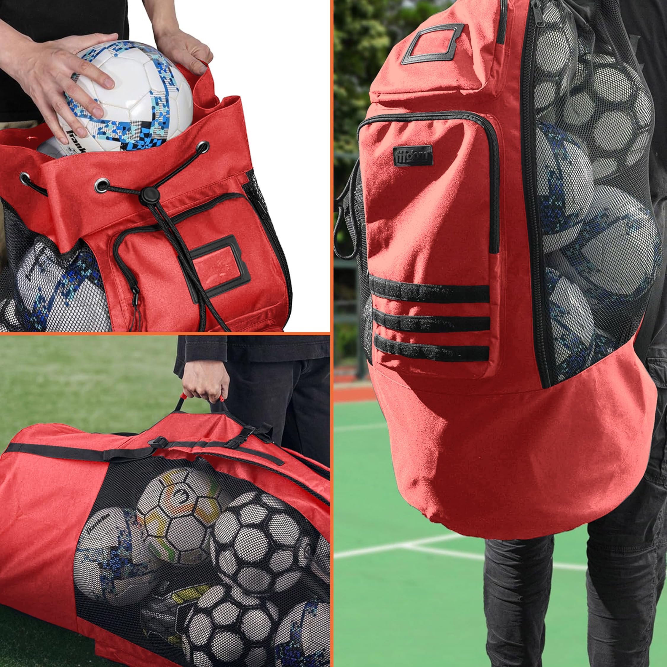Snapklik.com : Fitdom Heavy Duty XL Soccer Mesh Equipment Ball Bag w ...