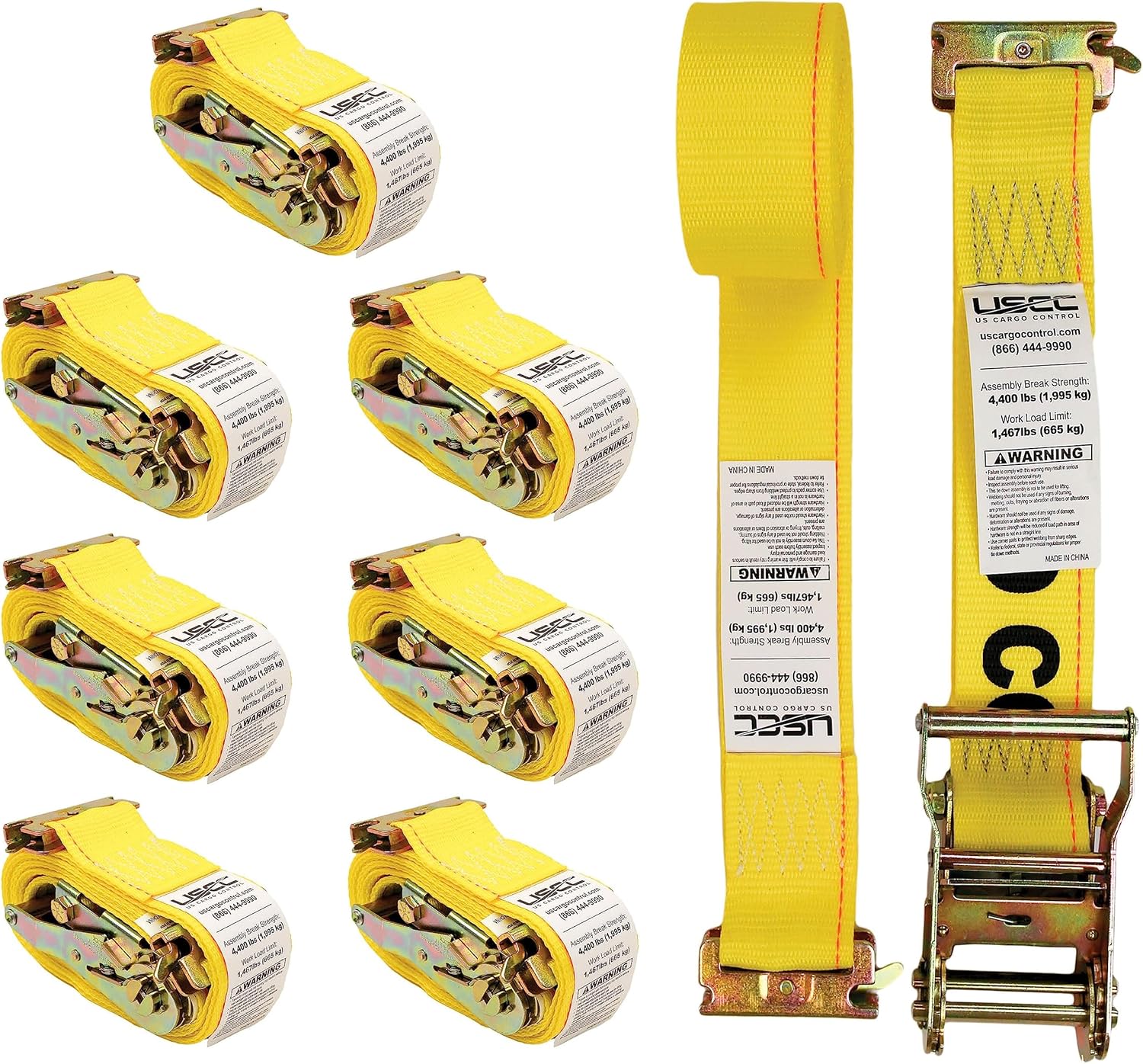 US Cargo Control E-Track Ratchet Straps (8-Pack), 4,400 LBS Break ...