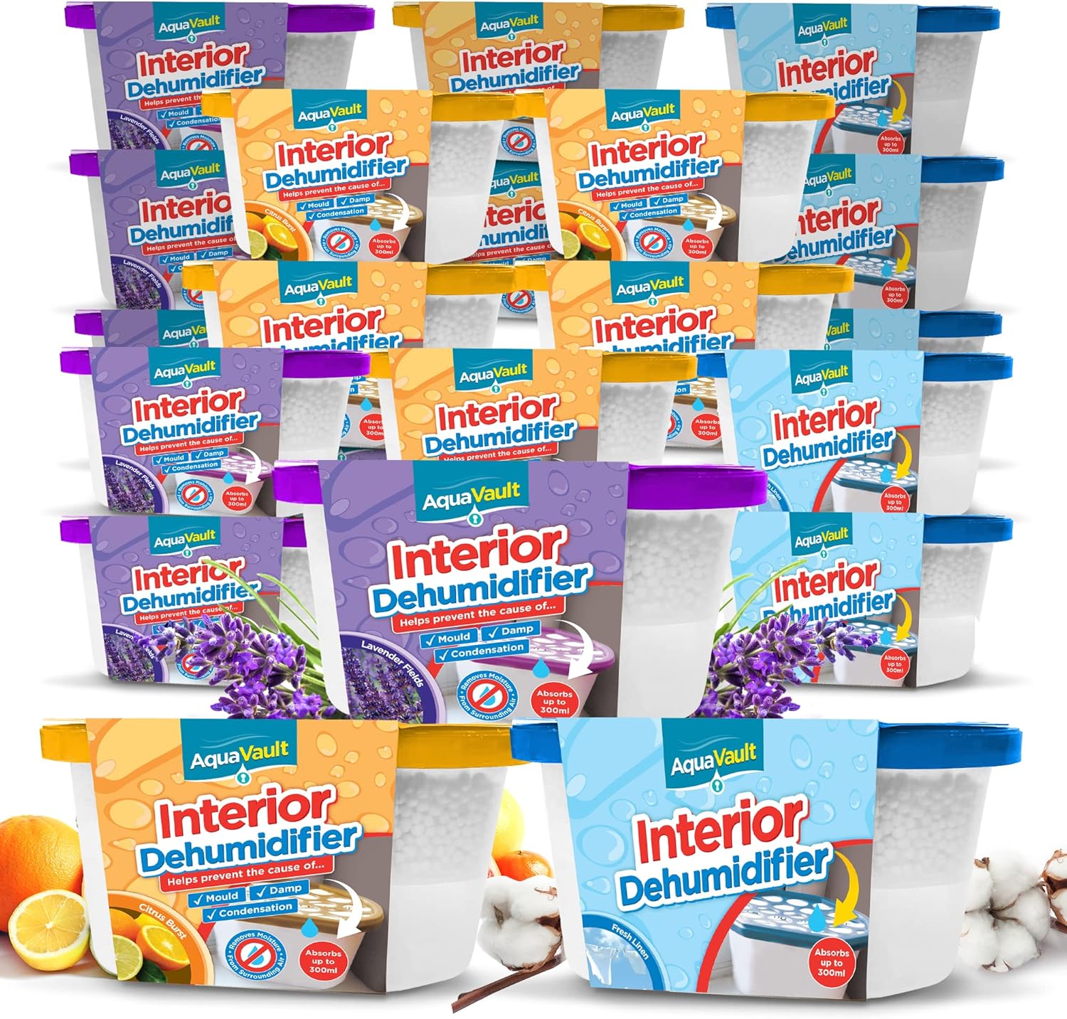 SOL 24pk 300ml Interior Dehumidifiers in Lavender, Citrus or Rose Scent ...