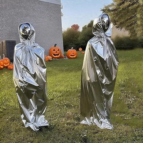 Amazon.com: Shyyween 2 Pcs Silver Faceless Aliens Halloween Yard ...