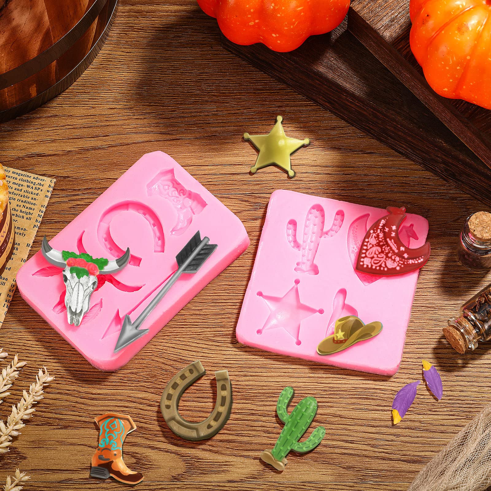 Snapklik.com : Hoolerry Set Of 8 Bull Head Silicone Molds Feather Arrow ...