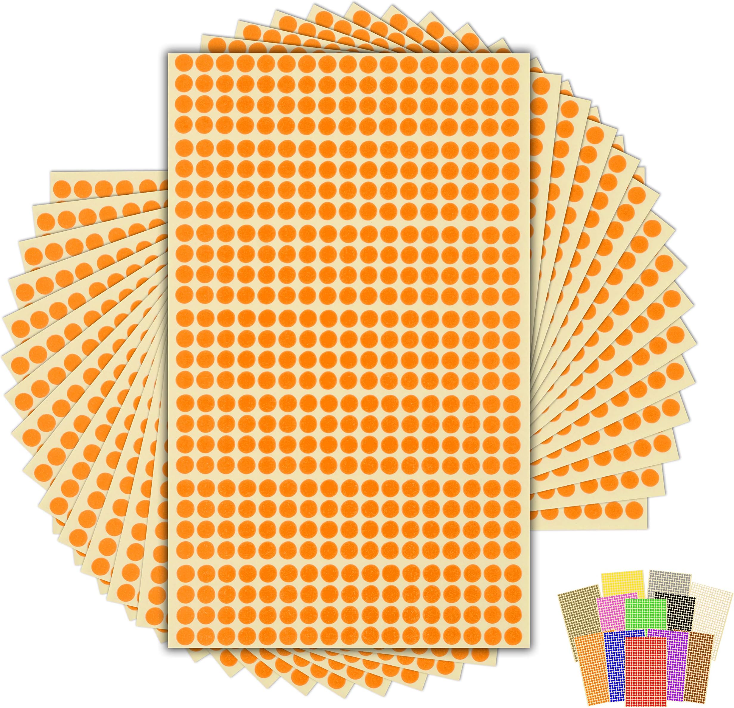 1,980 x Orange Sticky Dots - 13mm - Round Colour Coding Dot Stickers ...