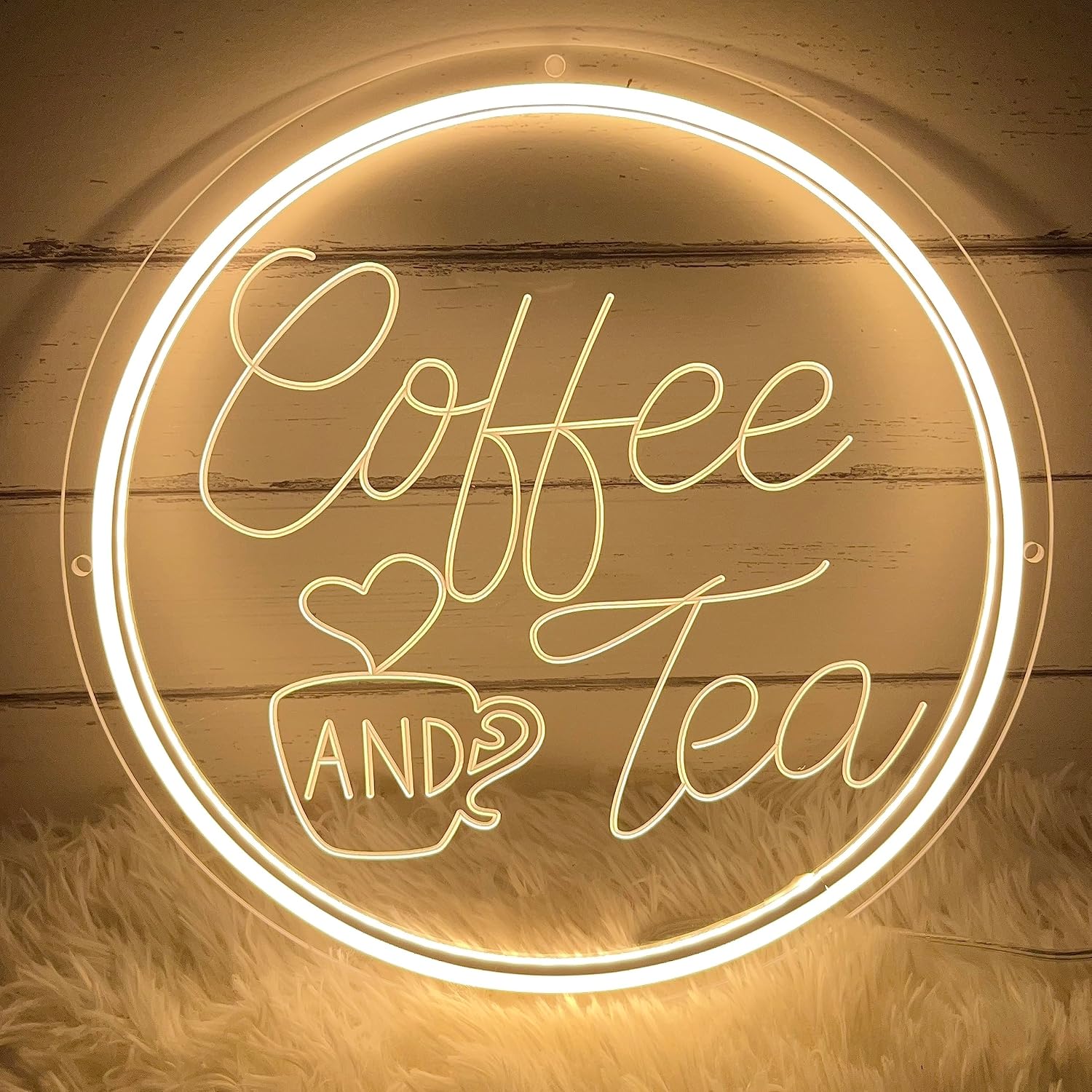 Neon Sign Coffee and Tea, 30 x 30 cm LED Sign 3D Engraved Neon Lights ...