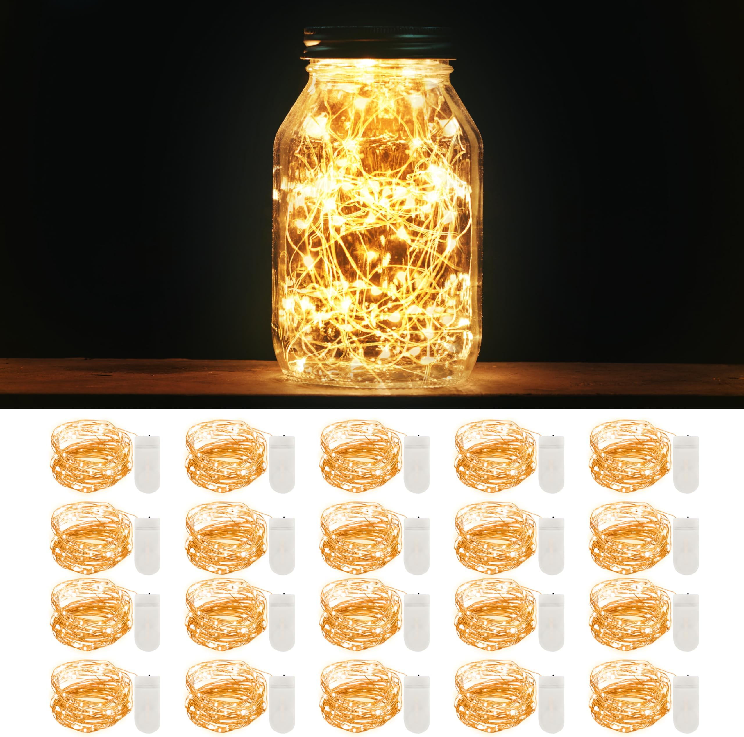 Amazon.com: Ostwiki Warm White Fairy Lights Battery Operated, 7ft Mini ...