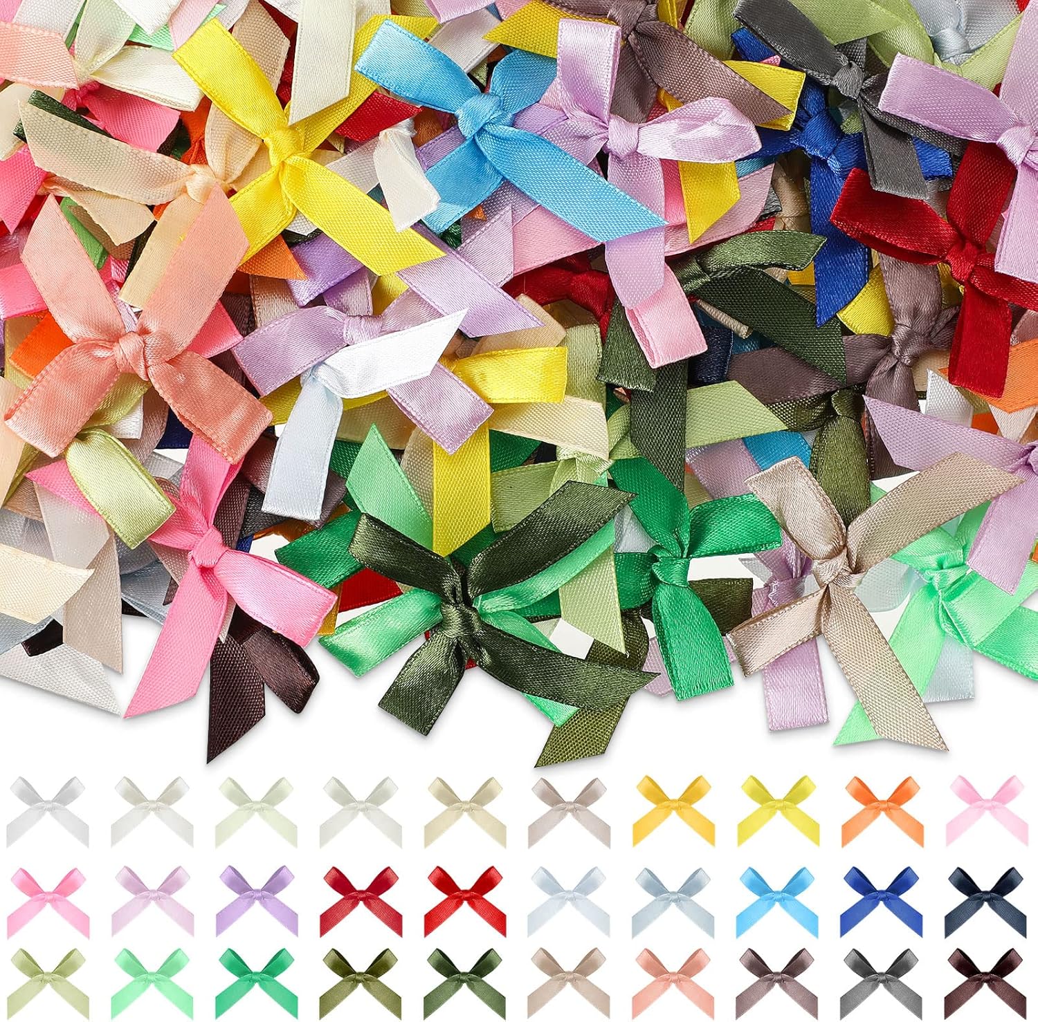 Amazon.com: 600 Pcs Tiny Bows Mini Ribbon Bows for Crafts Multicolor ...
