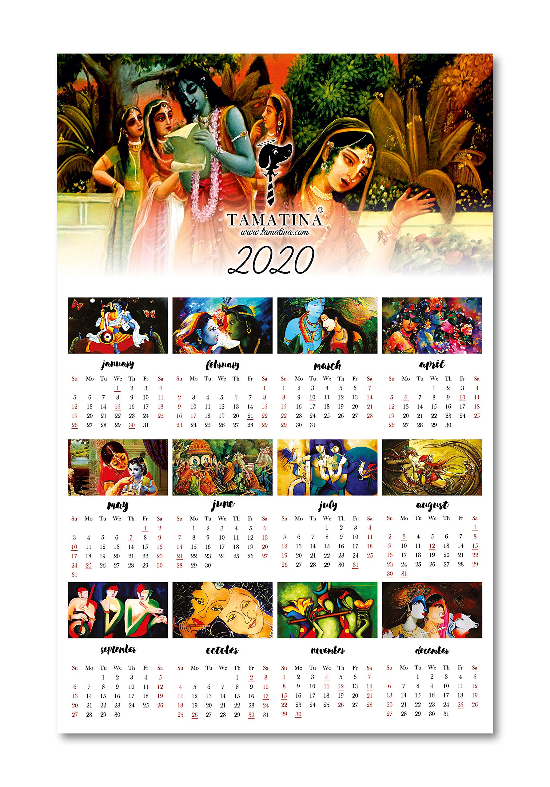 Buy Tamatina 2020 Calendar Jai Sri Krishna Wall Calendars 2020 ...