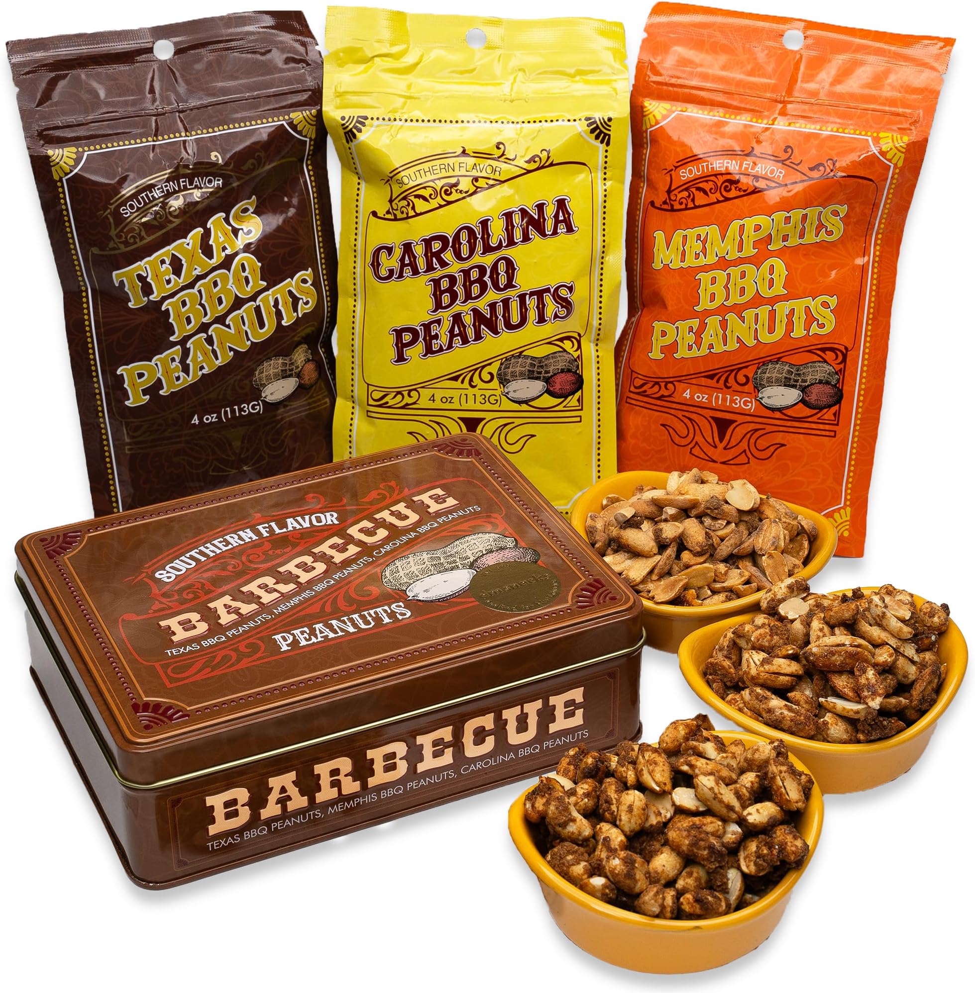 Amazon.com : BBQ Peanuts, Food Gift Basket for Men in Tin Box, Unique Texas, Memphis, Carolina ...