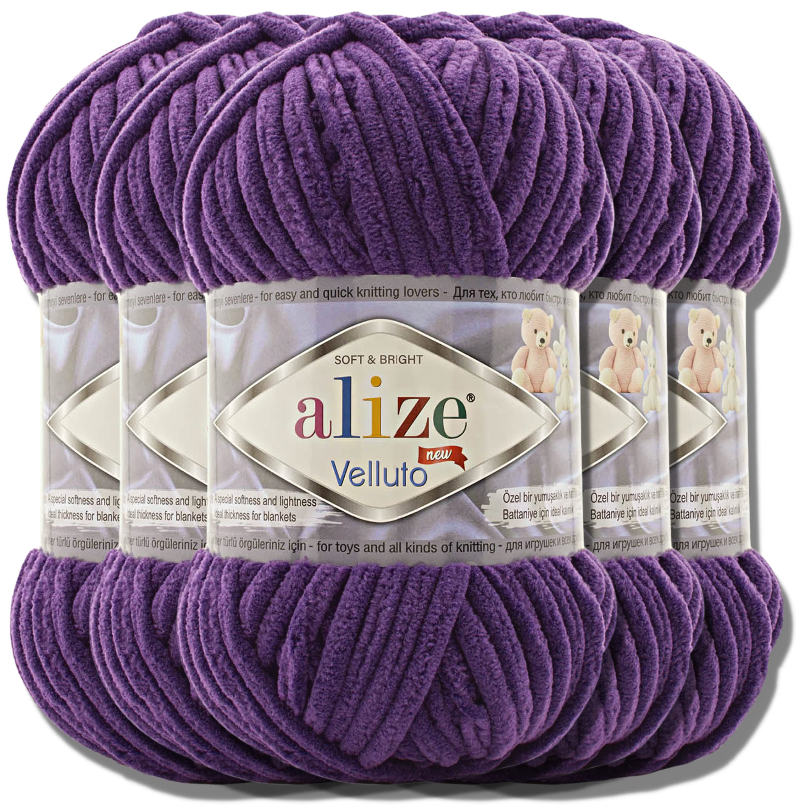 Hobby YARN Alize 5 x 100 g Velluto Turkish Wool Super Bulky Chenille ...
