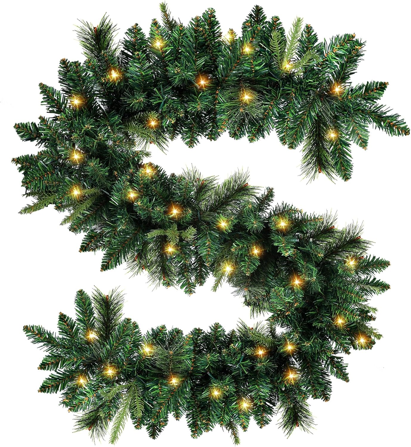 Amazon.com: 9 ft Christmas Garland, VELOMA Pre-lit Garland with 50 Warm ...