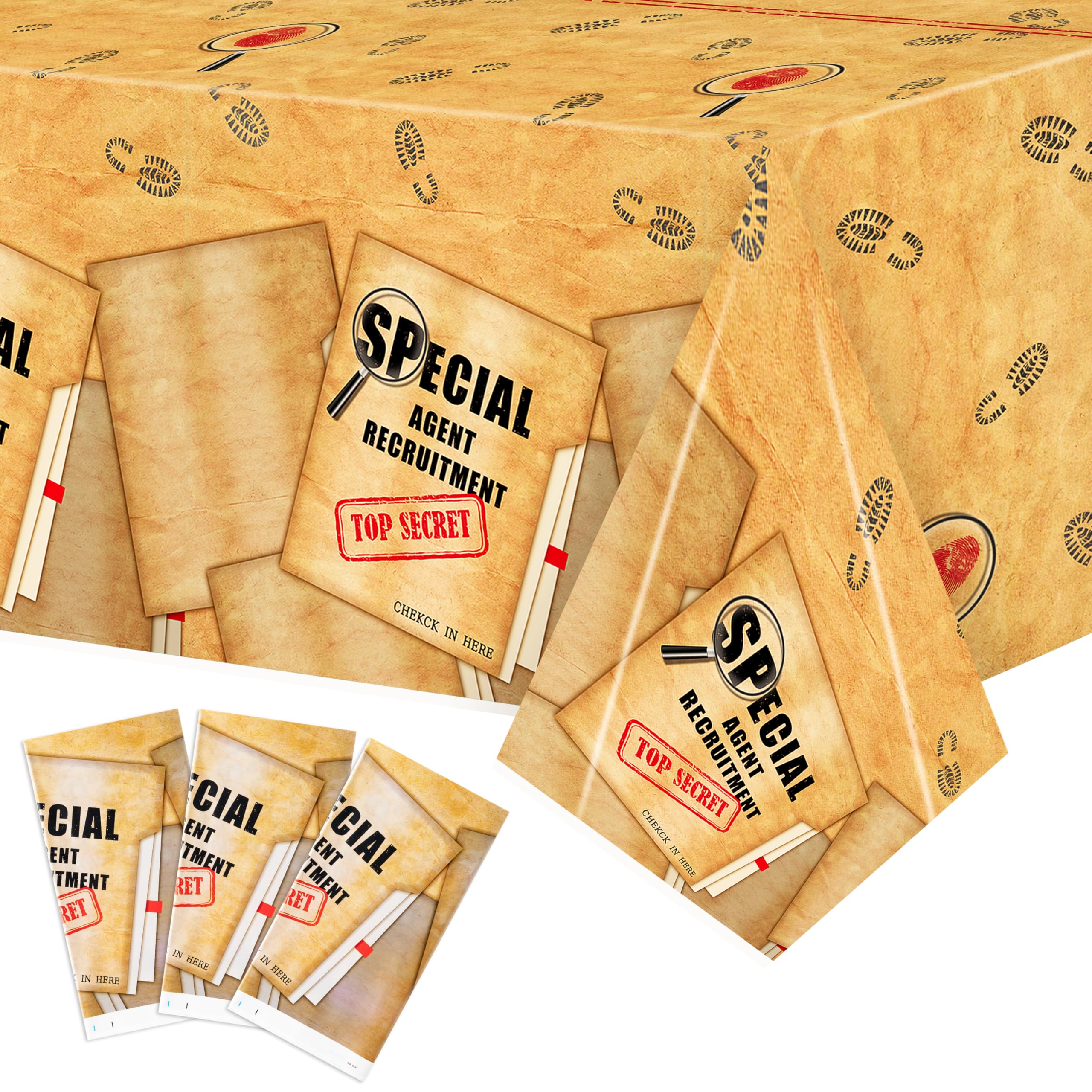 Amazon.com: K1tpde Retro Spy Party Tablecloths - 3PCS Brown Vintage ...