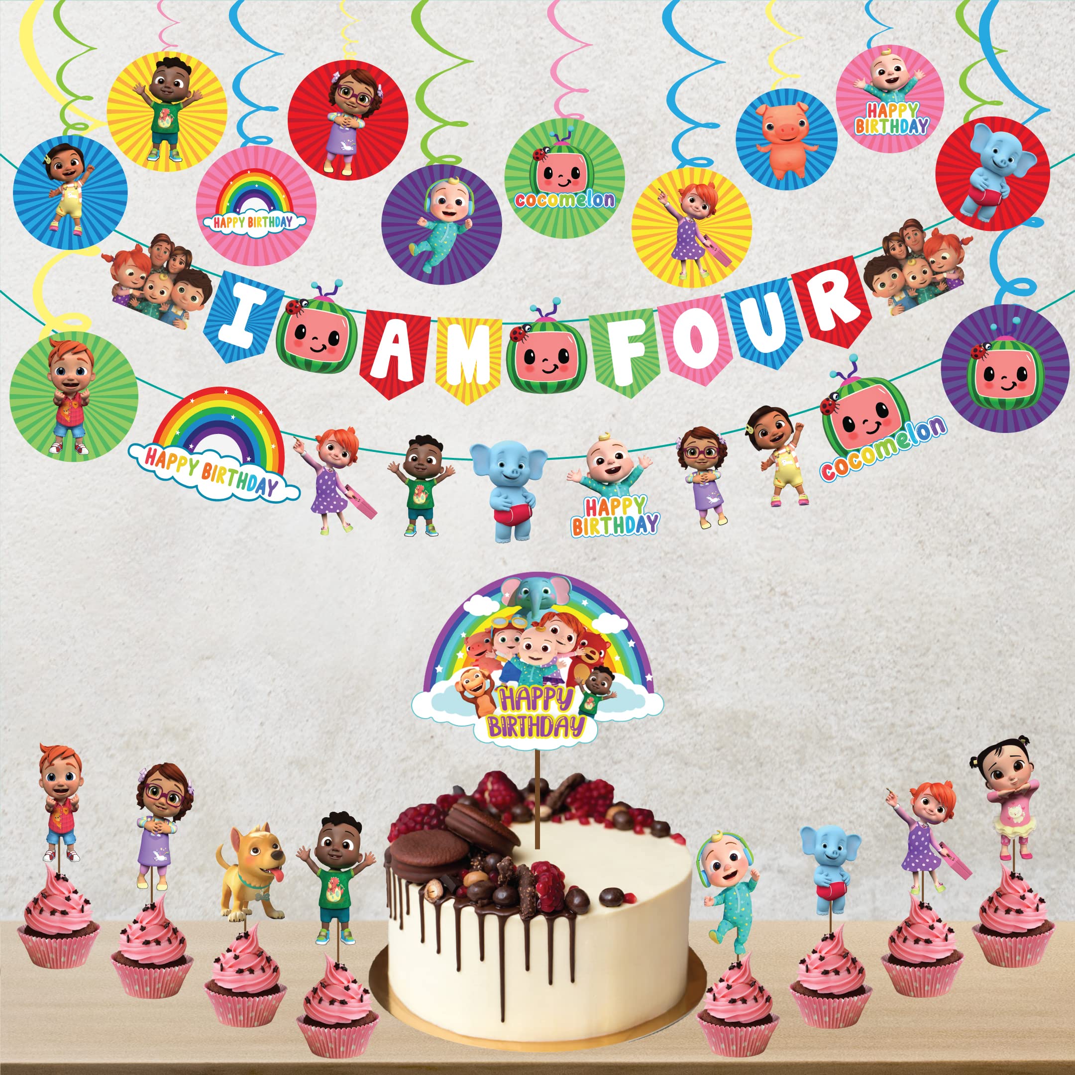 Buy Festiko®Cocomelon Theme I Am Four Kids 4th Birthday Combo,Birthday ...