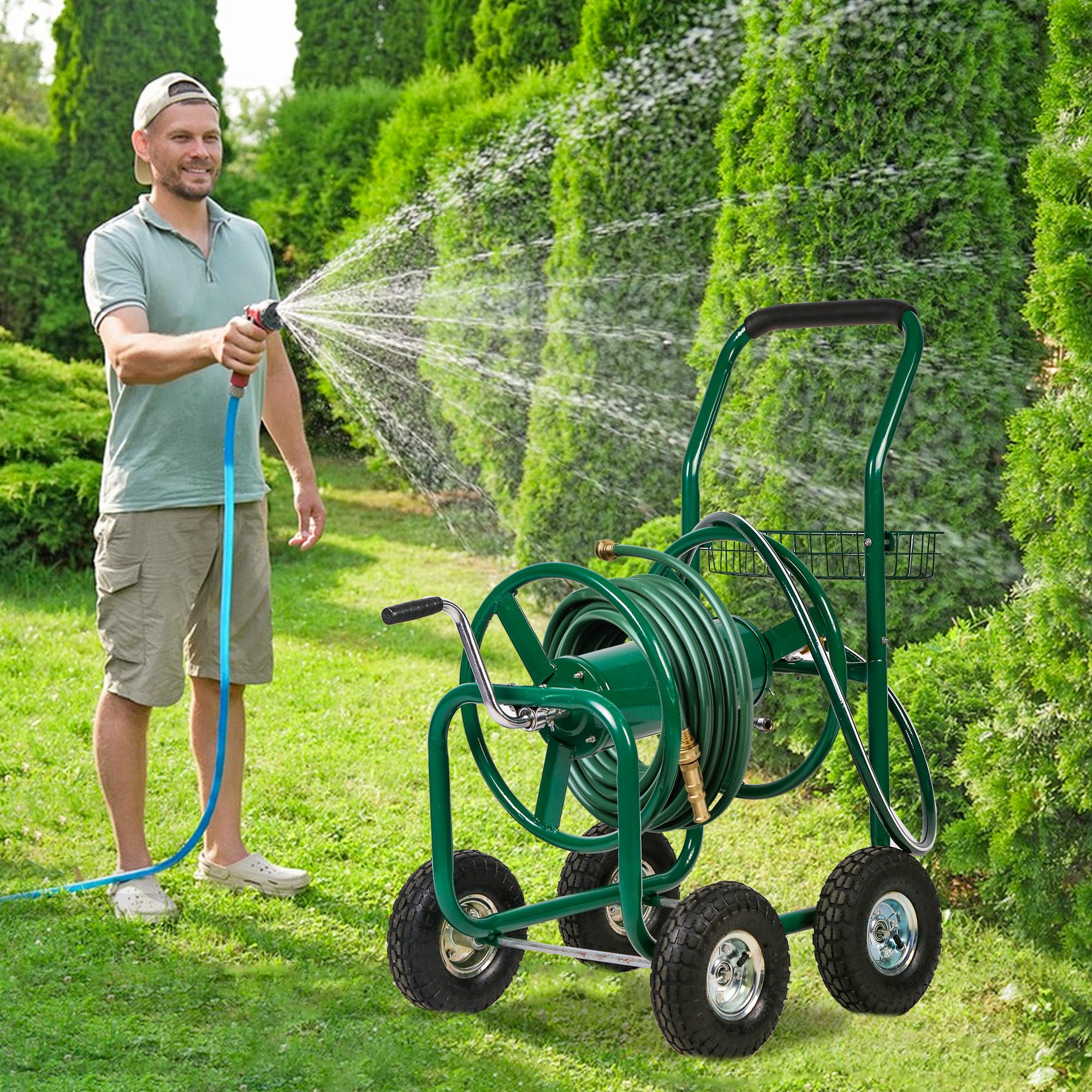 Snapklik.com : FDW Garden Hose Reel Cart, Water Hose Cart