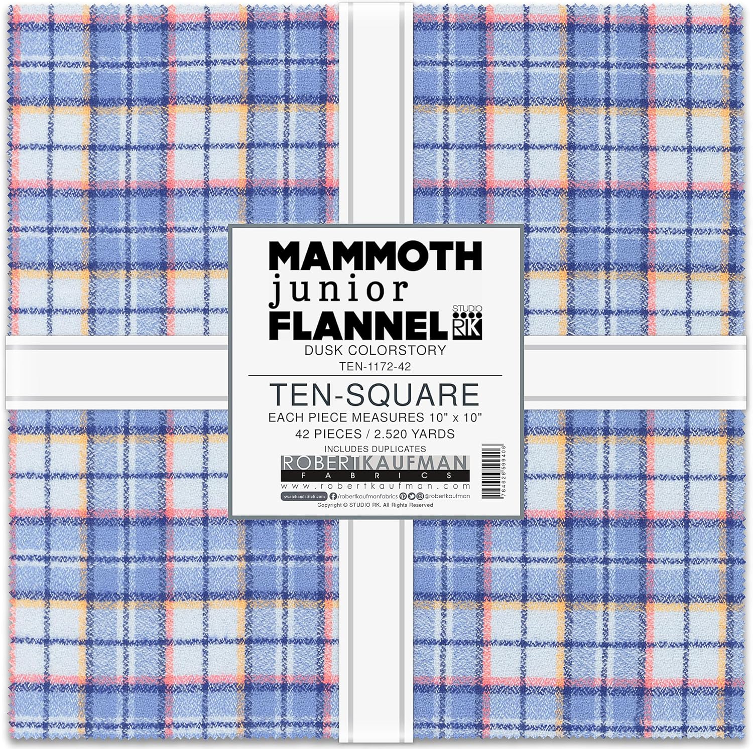 Amazon.com: Robert Kaufman Fabrics Mammoth Flannel Junior Plaids Dusk ...