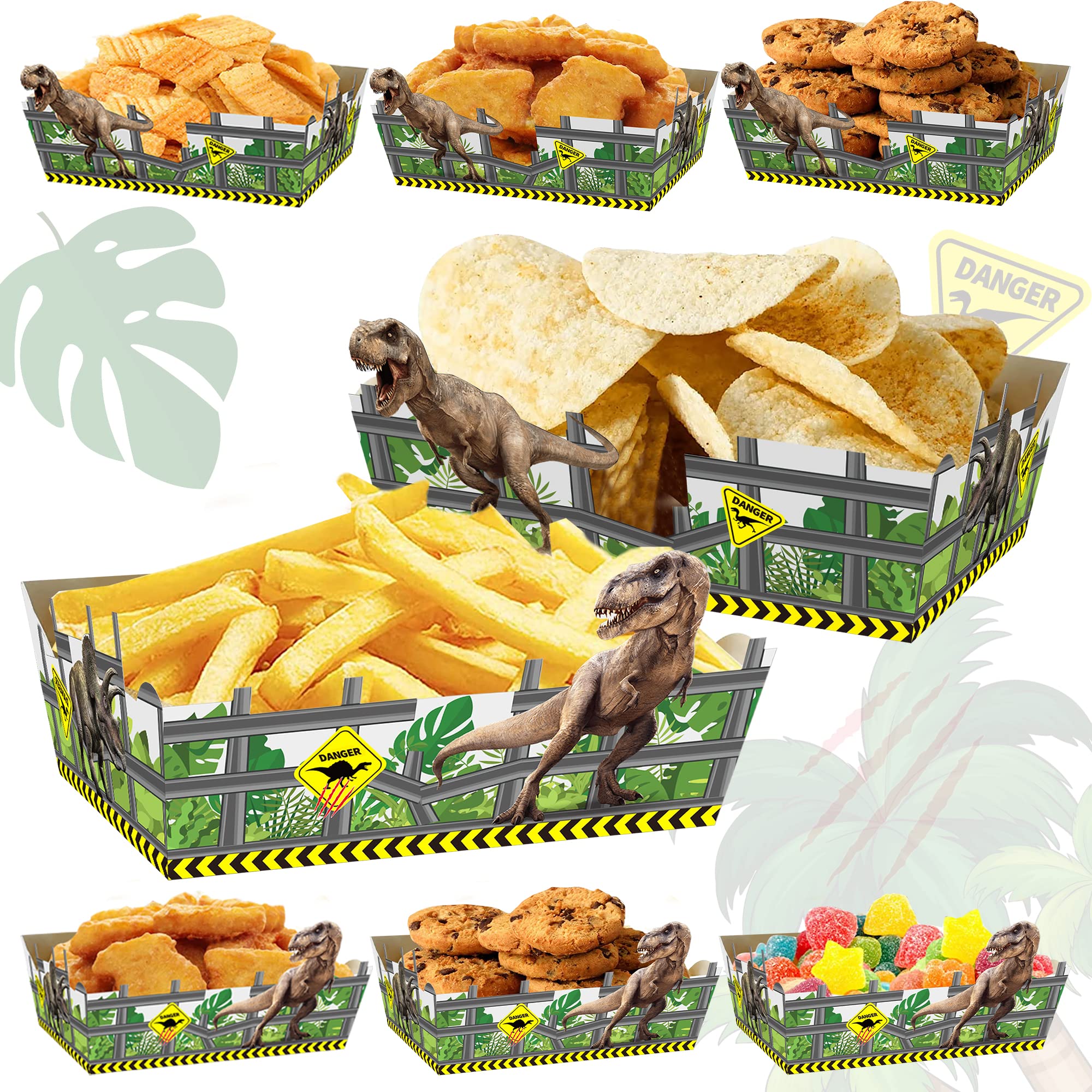 Amazon.com | Dinosaur Disposable Paper Trays, 24Pcs Dinosaur Birthday ...