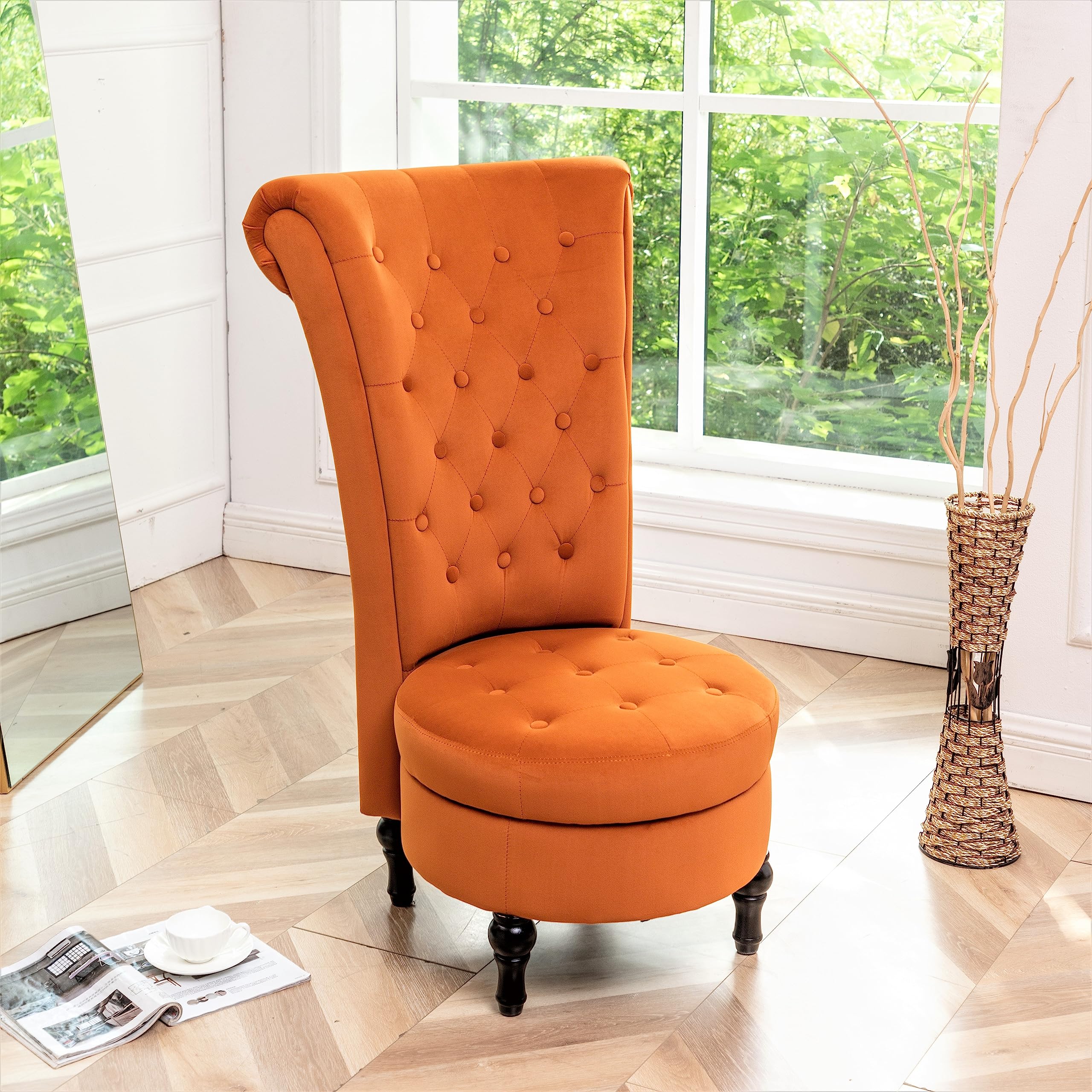 Container Furniture Direct Royal High-Back Velvet Accent Chair for ...