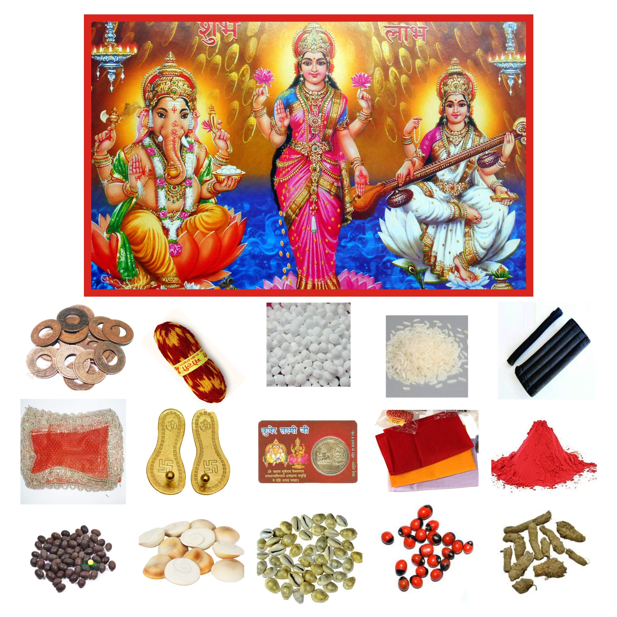 Buy Diwali Pooja Combo/Laxmi Pooja kit with Laxmi-Ganesh and Complete ...