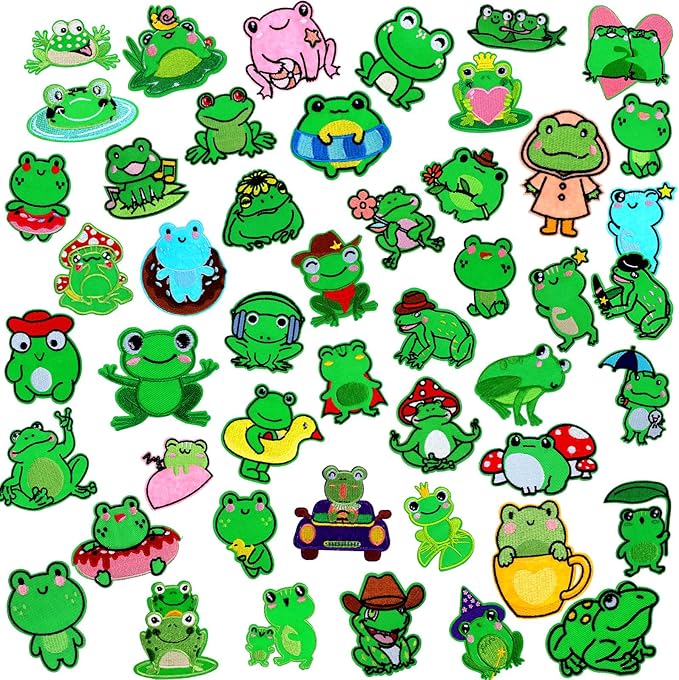 Amazon.com: Wavyknot 48 Pcs Frog Patch Iron on Patches for Clothing ...