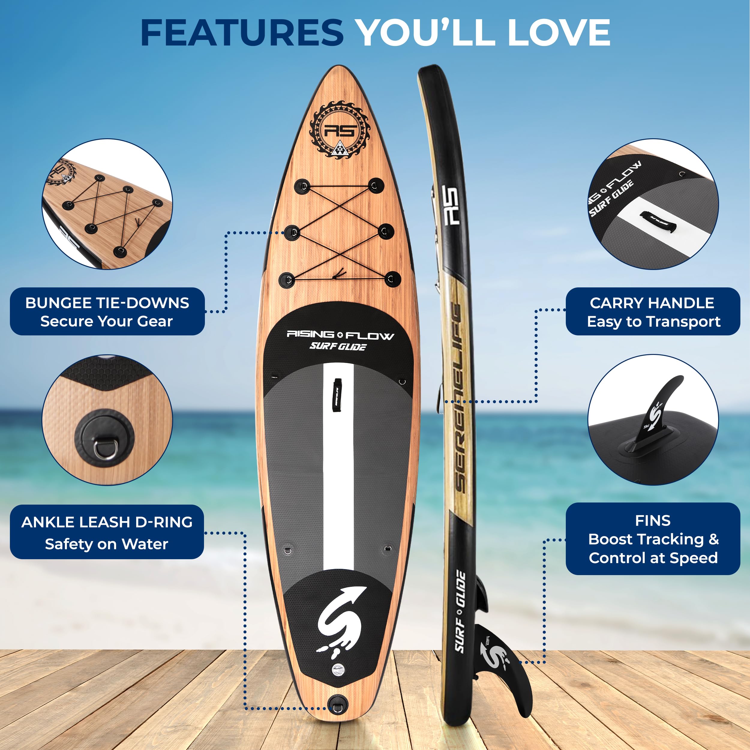 Snapklik.com : SereneLife Inflatable Stand Up Paddle Board - Wide ...