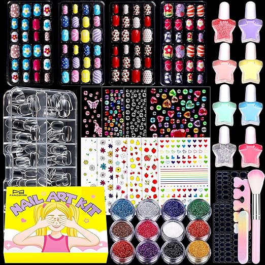 Amazon.com: FANDAMEI Nail Kit for Girls, Press on Nails for Kids, Nail ...