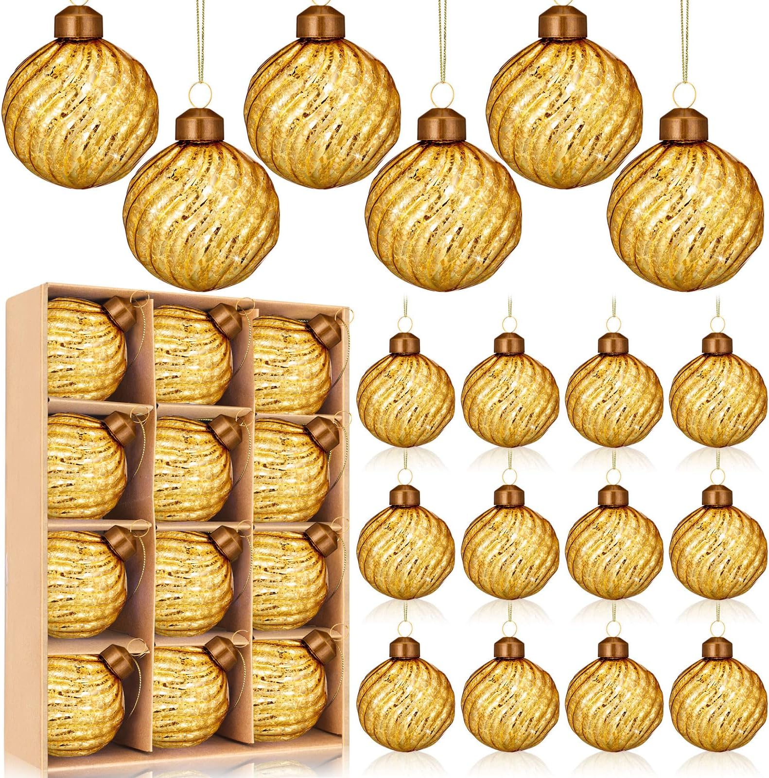 Amazon.com: Jenaai 12 Pcs 2.36 Inch Christmas Ball Ornaments Glass ...