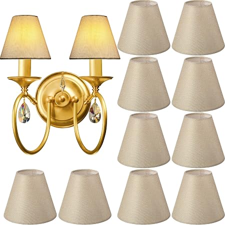 Set of 10 Small Lamp Shade Chandelier Shades Burlap Clip on Lamp Shade ...