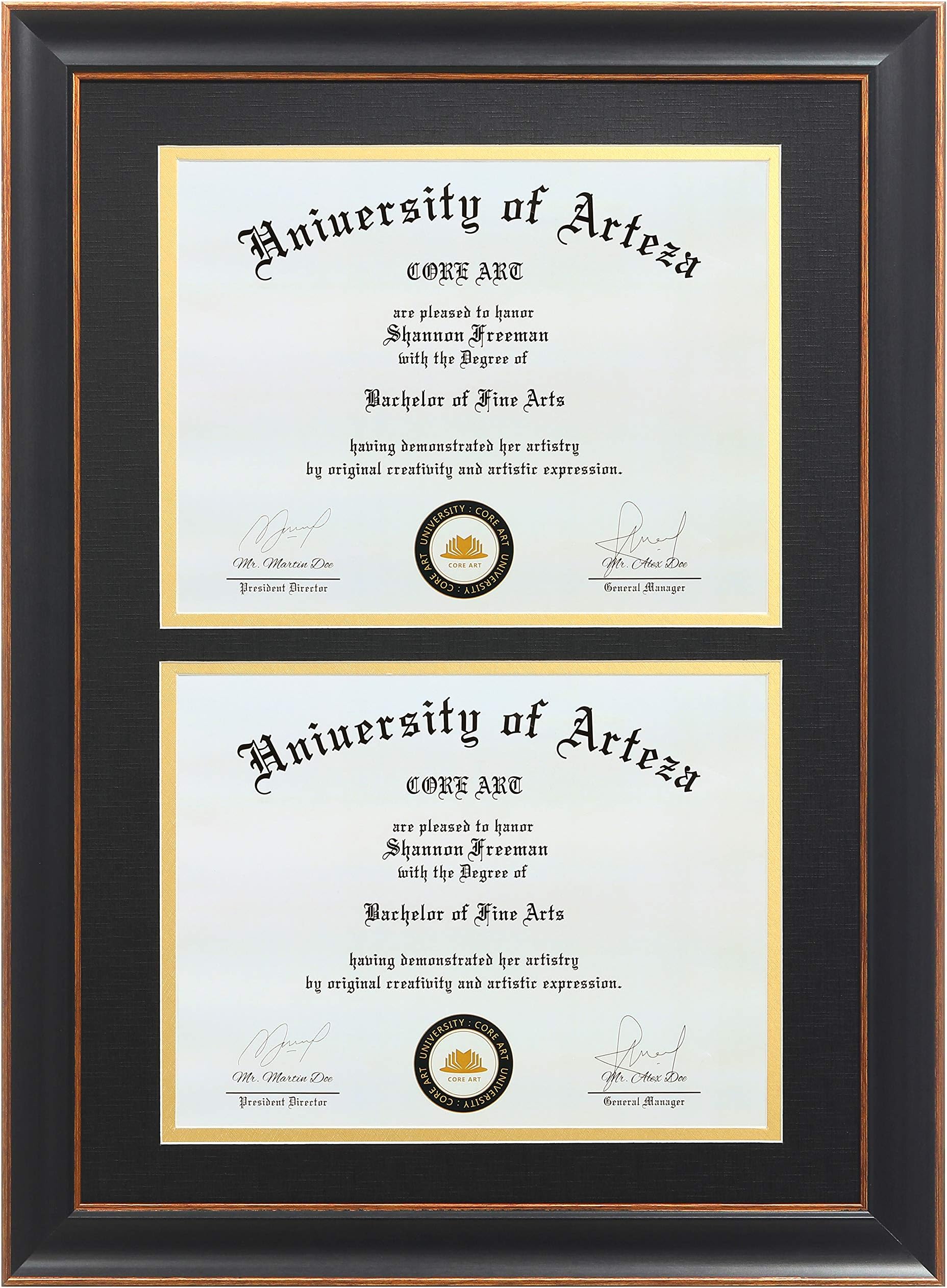Amazon.com - Space Art Deco, 14x29 Triple/Three Certificates Frame with ...