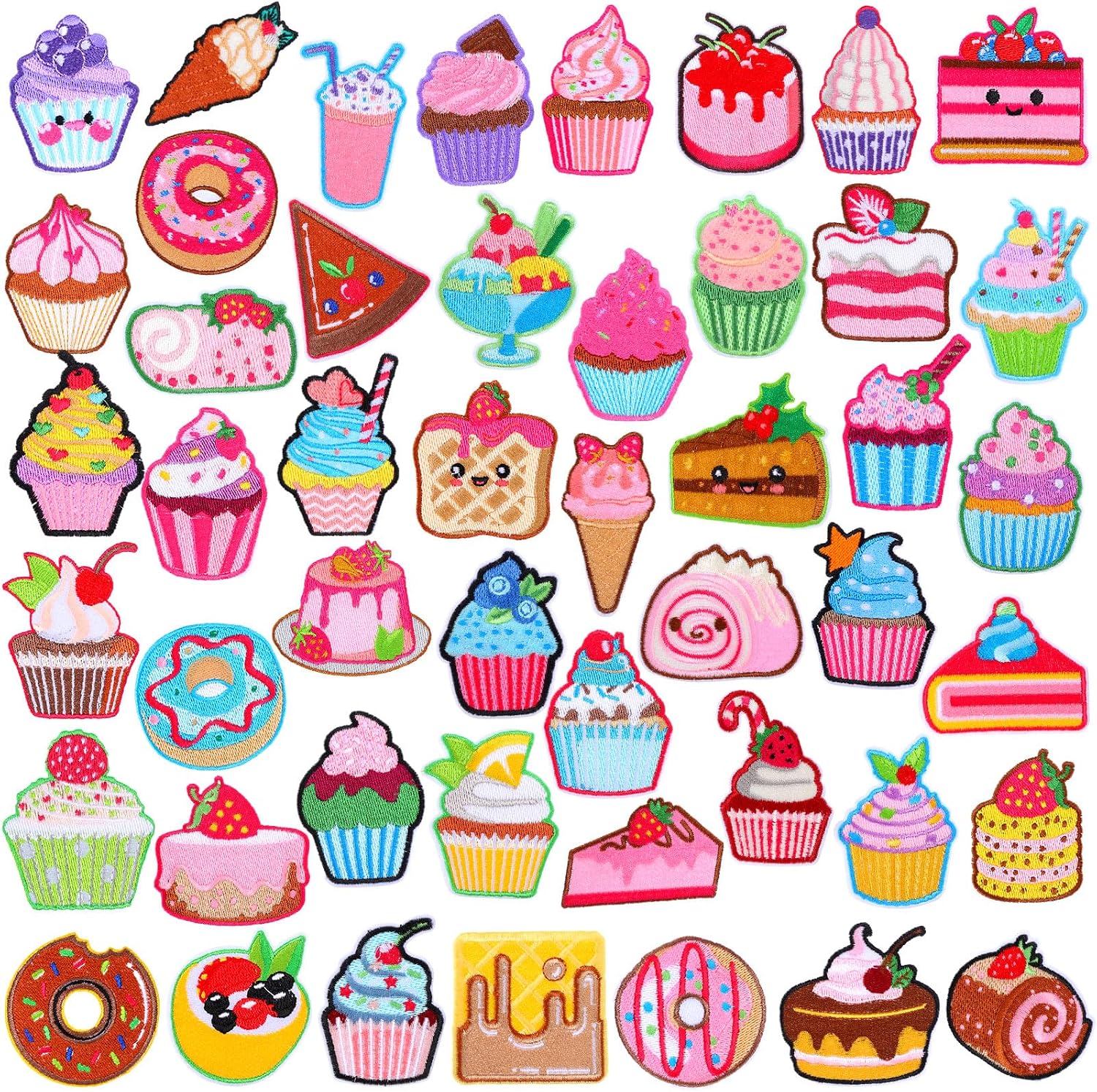 Amazon.com: Lyrow 48 Pcs Cupcake Embroidered Patches Colourful Iron on ...