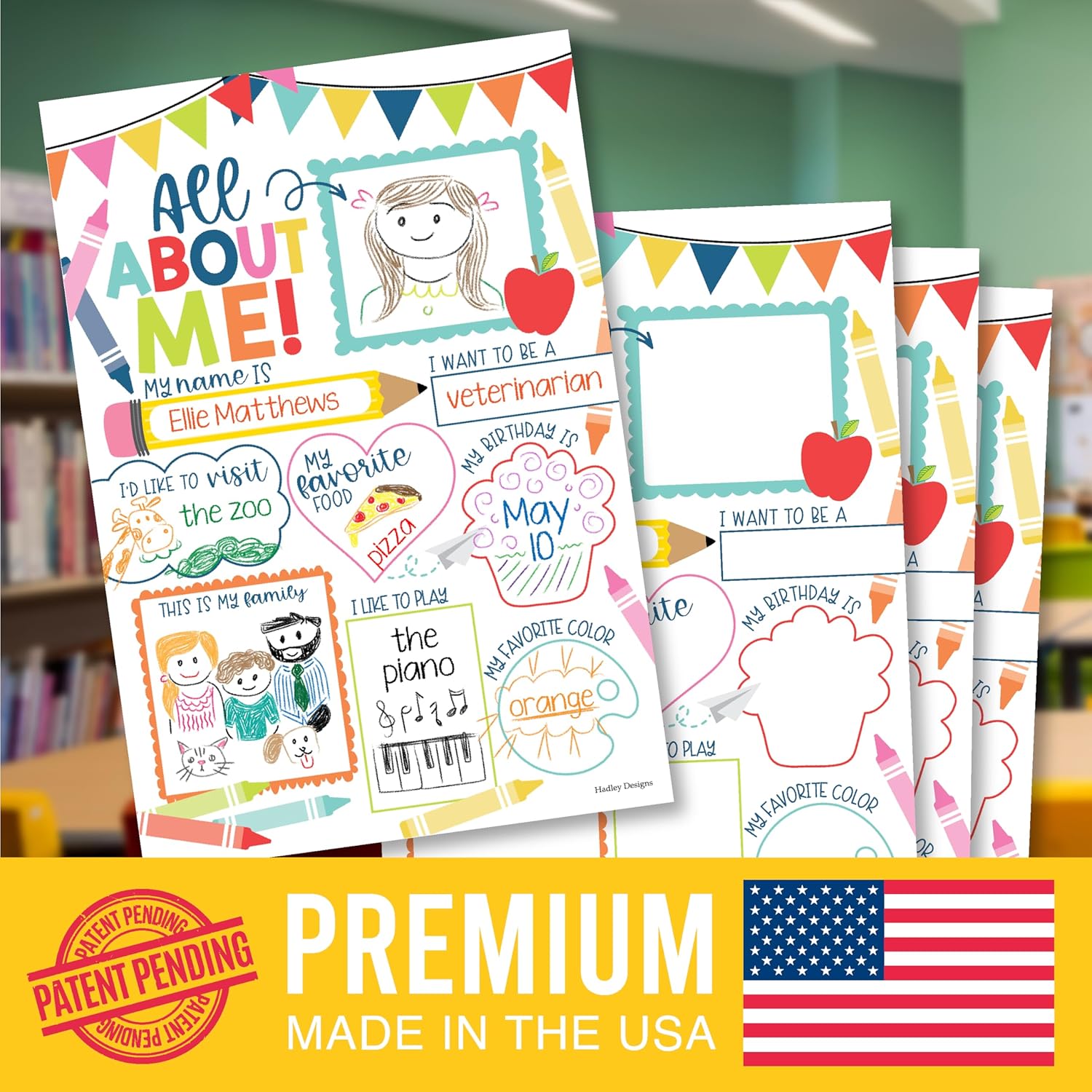 Hadley Designs 20 Colorful Read All About Me Posters For Elementary ...