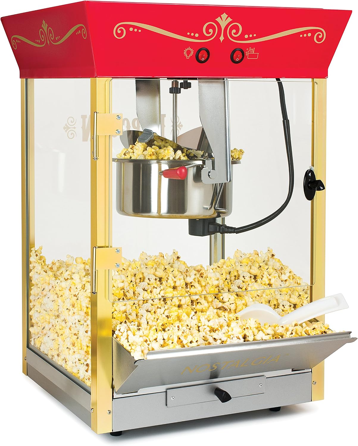 Amazon.com: Nostalgia Popcorn Popper, Table top, 8 oz Tabletop Kettle ...