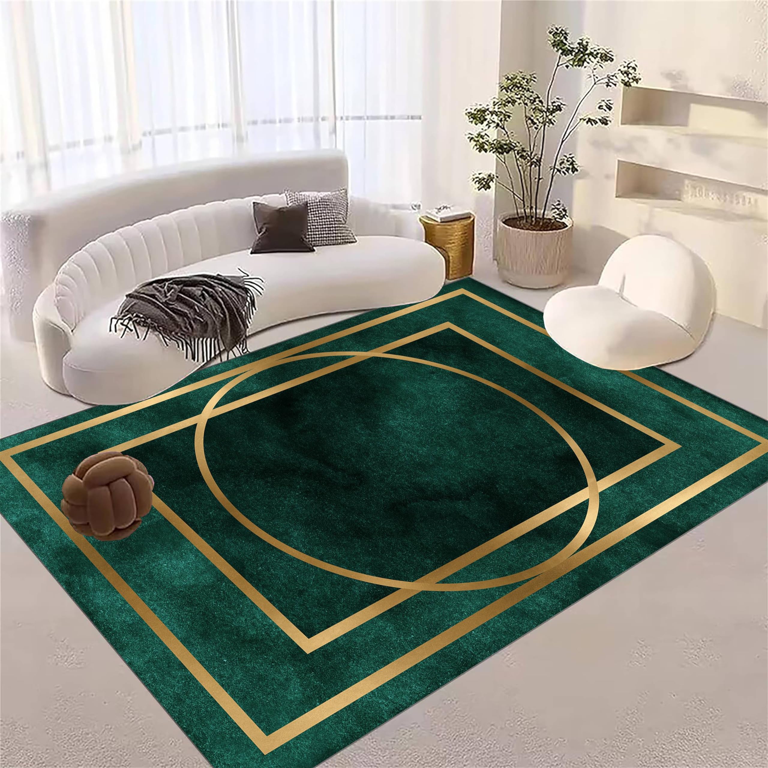 Amazon.com: rugylsf Emerald Green Marble Textured Area Rug - Non-Slip ...