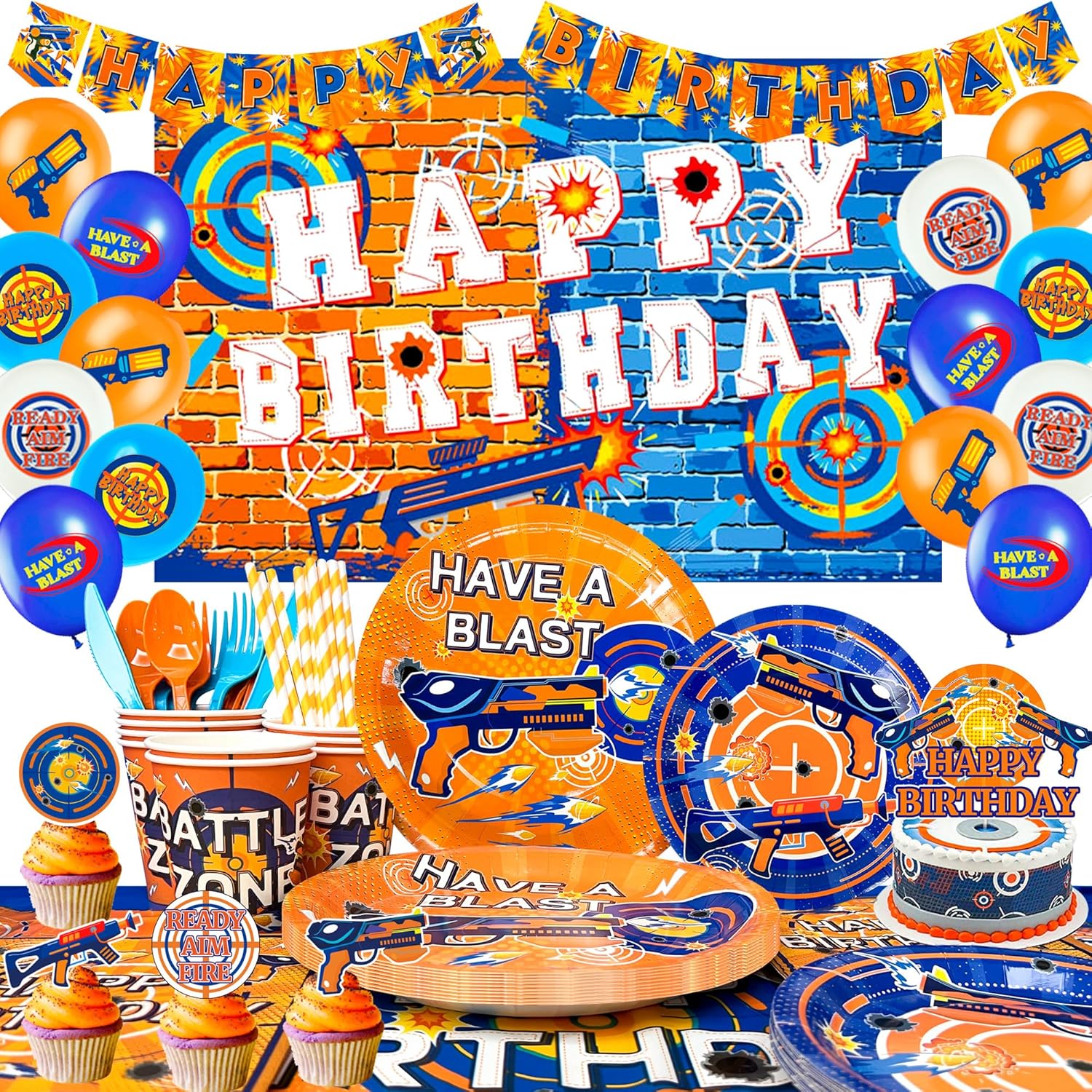 Amazon.com: Dart Birthday Party Supplies,170pcs Dart War Party ...