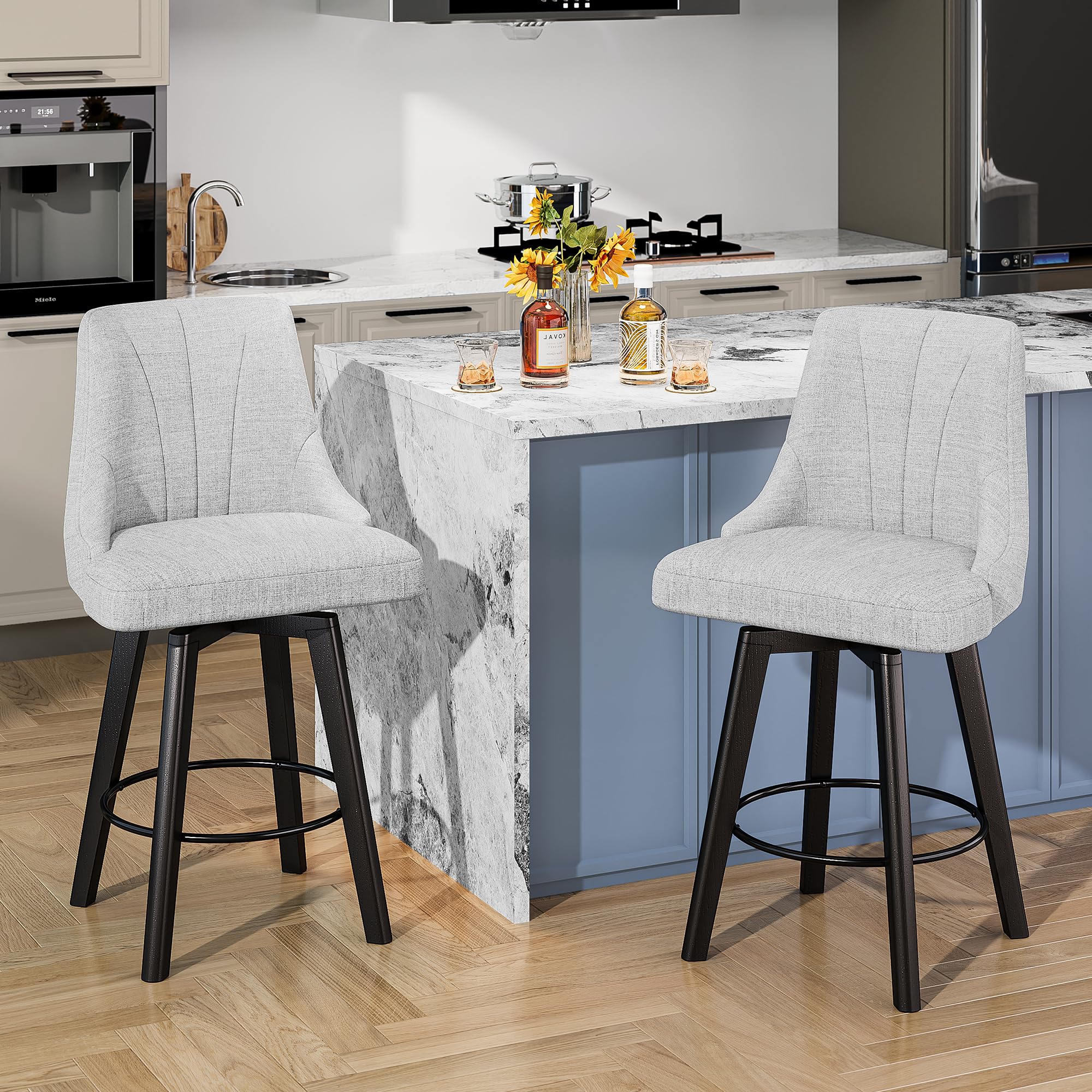 Amazon.com: REONEY Counter Height Swivel Bar Stool, 24" Upholstered ...