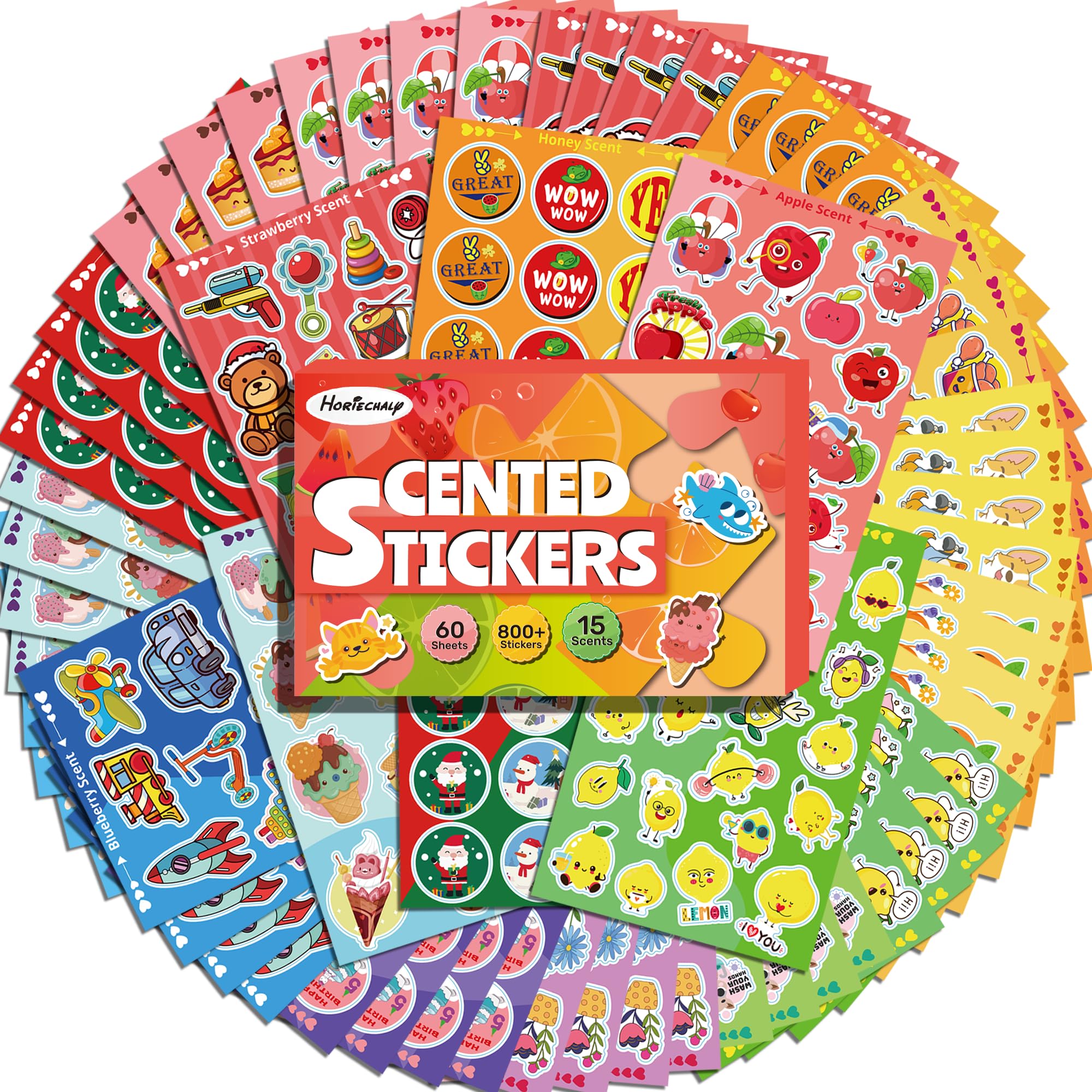 Amazon.com: HORIECHALY Scratch and Sniff Stickers for Kids, 60 Sheets ...