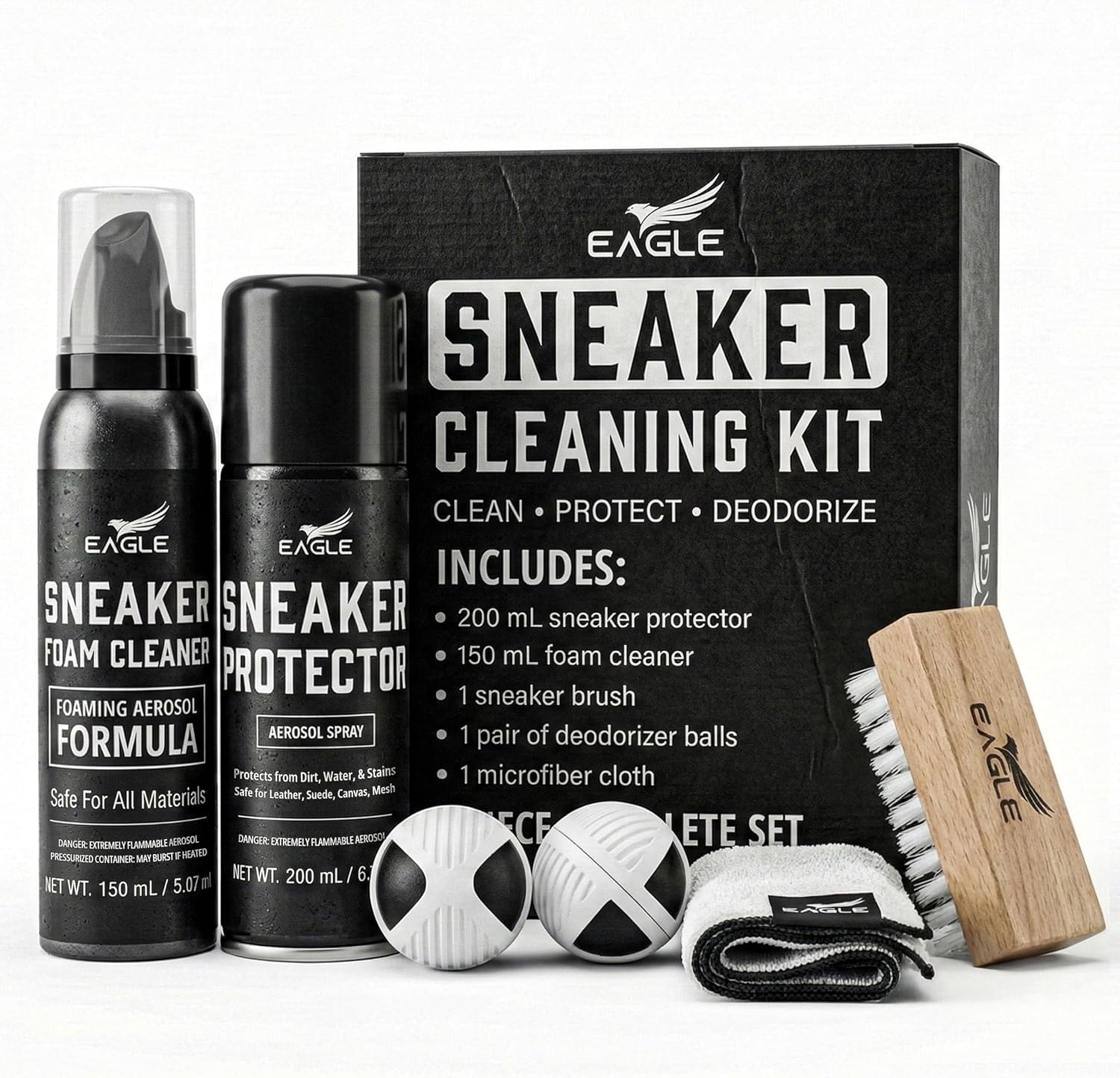 Amazon.com: Eagle 6-in-1 Sneaker Cleaning Kit – Foam Shoe Cleaner ...