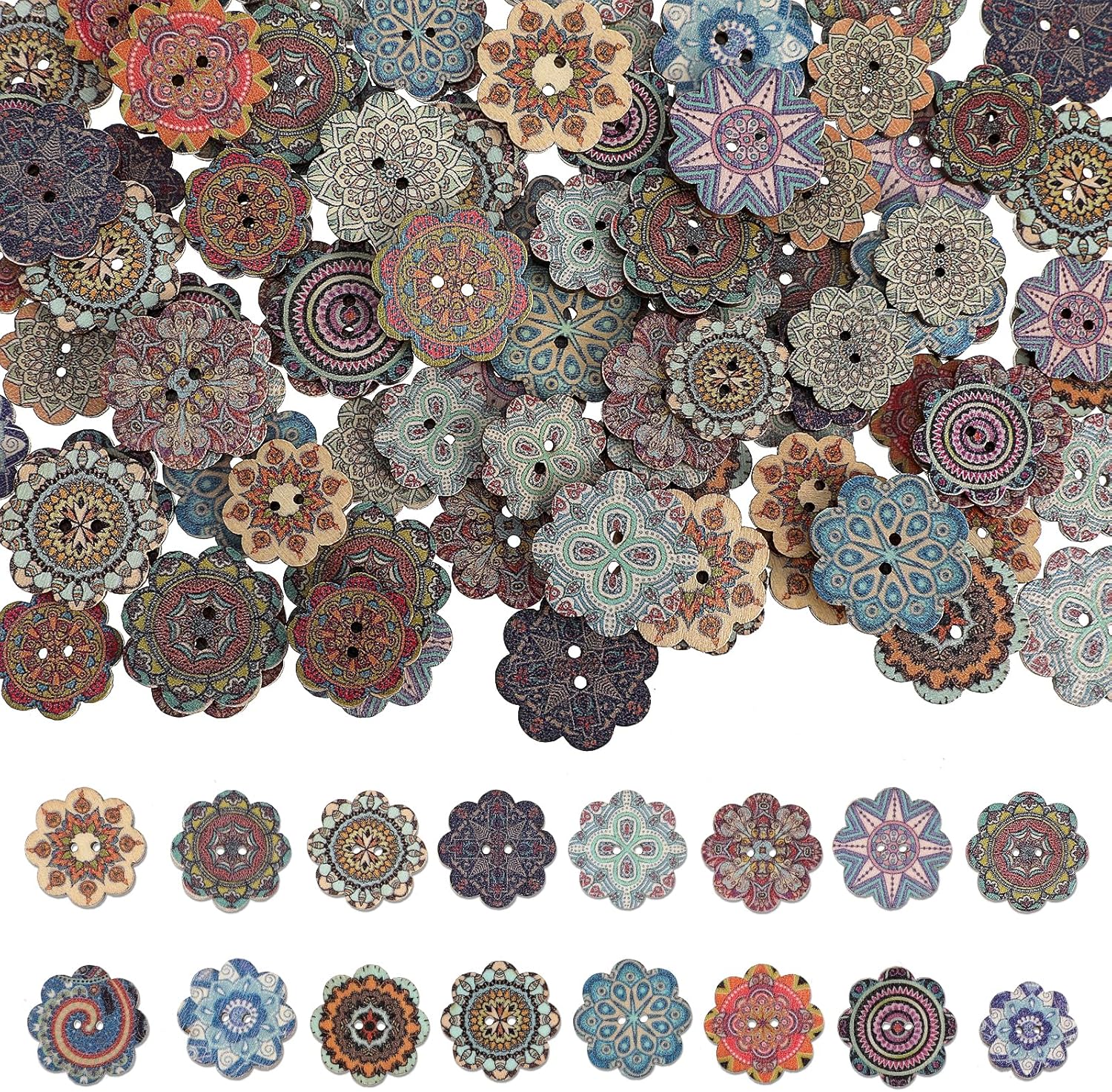 100PCS Buttons for Crafts, Buttons for Clothes, Wooden Buttons, Large ...