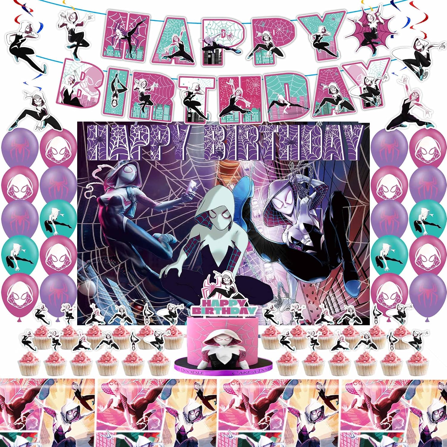 Amazon.com: Spider Girl Birthday Party Supplies for Kids Girls, Spider ...