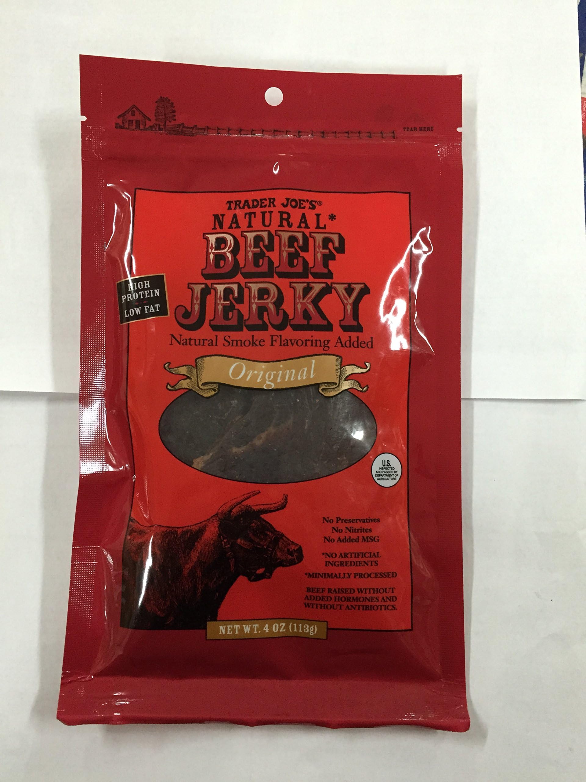 Amazon.com: Trader Joe's Natural Beef Jerky Original Flavor 4 Ounce ...