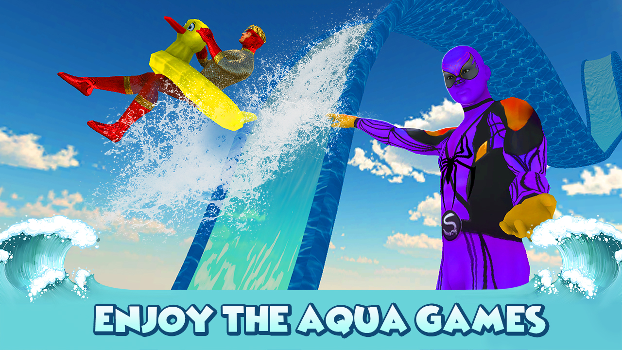 Water Slide Park Aqua Stuntman Superhero Race Adventurous Simulator ...