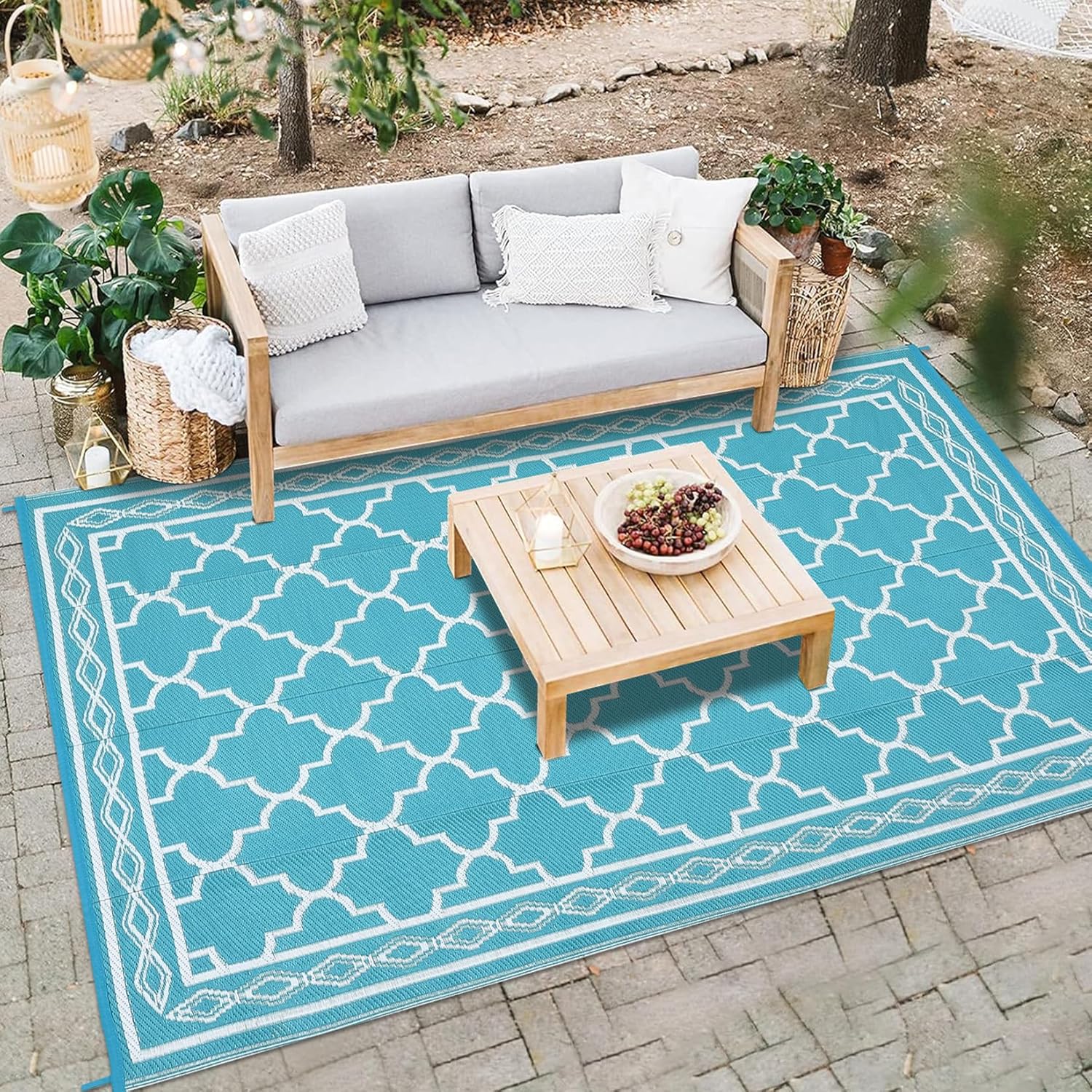 Amazon.com: Garvee Large Outdoor Rugs 9x18 Waterproof Reversible ...