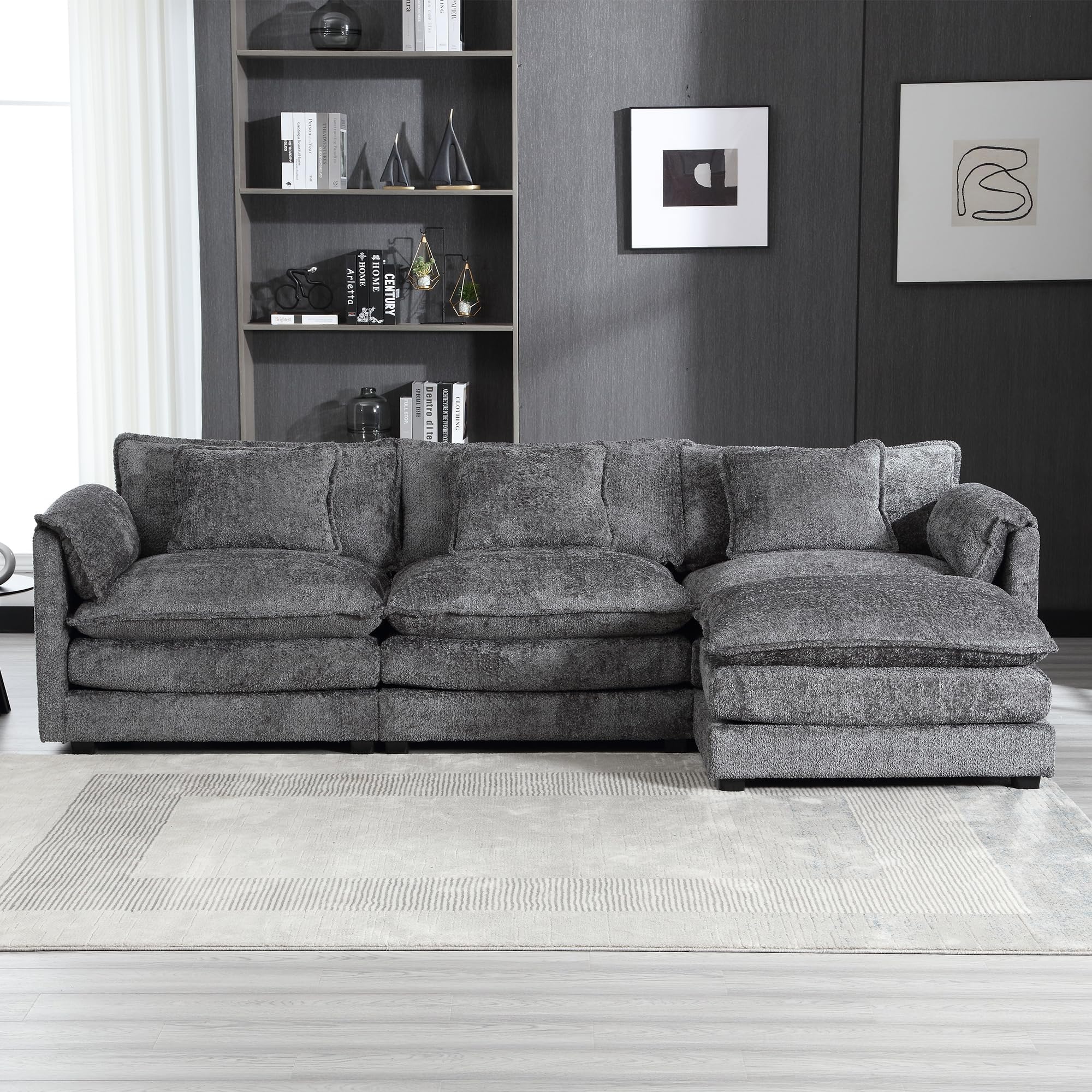 Amazon.com: YESHOMY Sectional Modular Sofa L Shaped Chenille Fabric ...