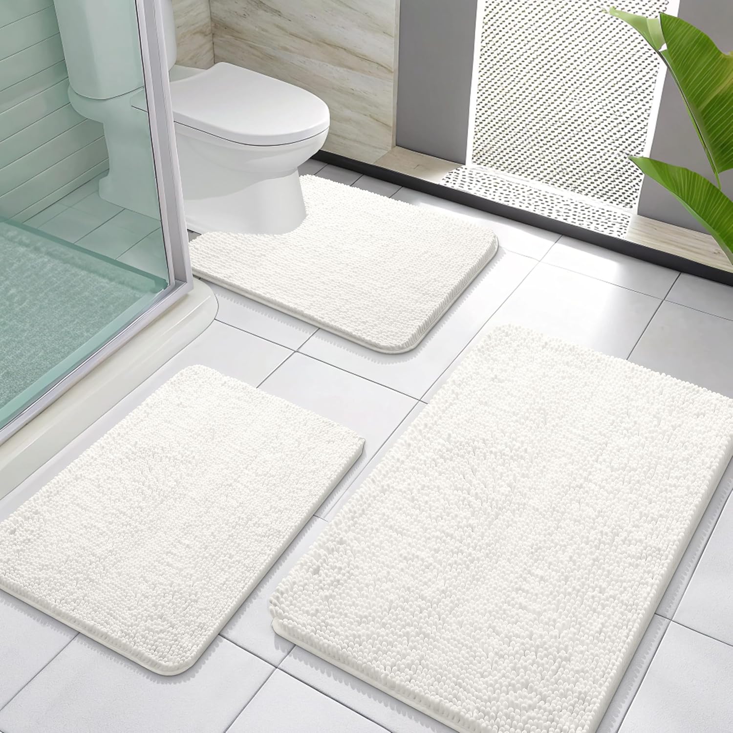 Amazon.com: OLANLY Bathroom Rugs Sets 3 Piece, Soft Absorbent Chenille ...