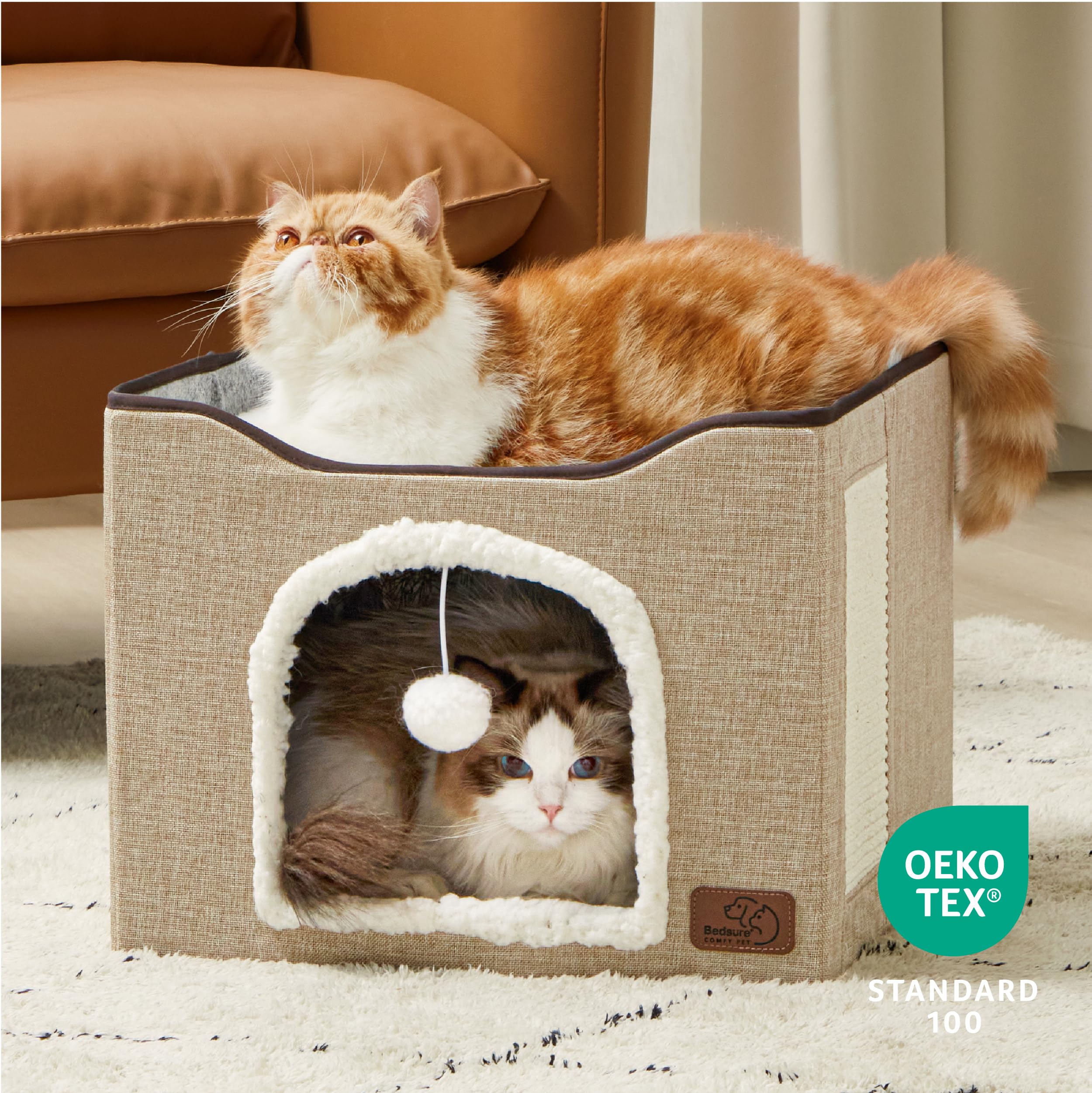 Snapklik.com : Bedsure Cat Beds For Indoor Cats - Large Cat Cave For ...