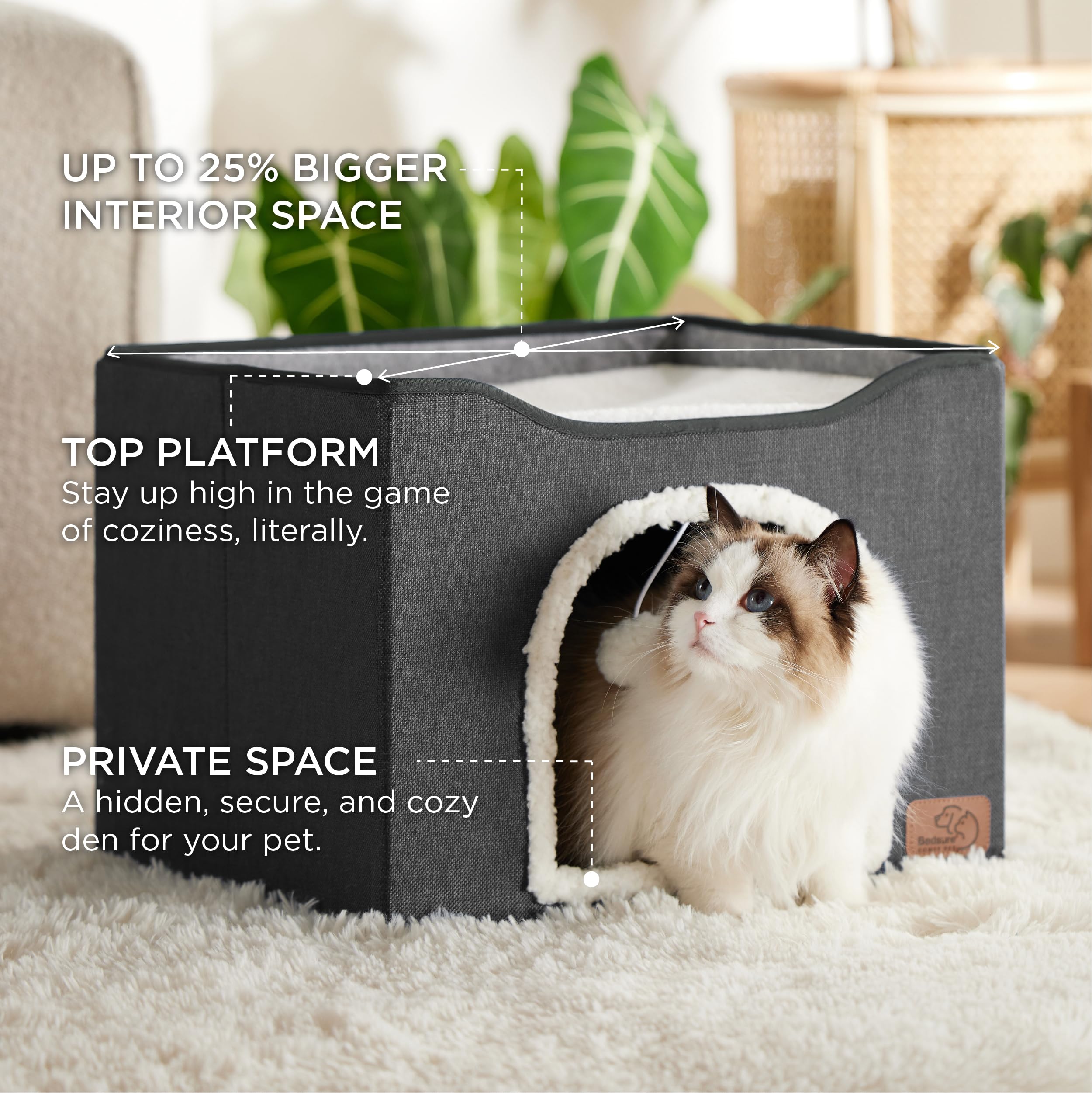 Snapklik.com : Bedsure Cat Beds For Indoor Cats - Large Cat Cave For ...