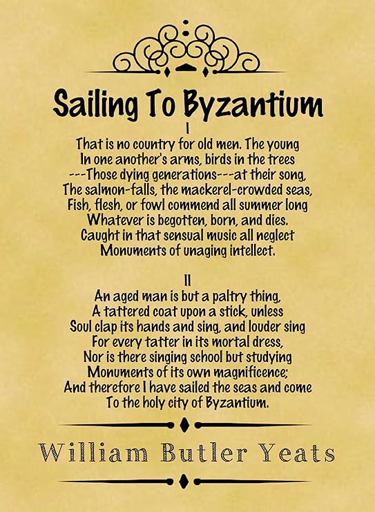 Amazon.com: A4 Size Parchment Poster Classic Poem W B Yeats Sailing To ...