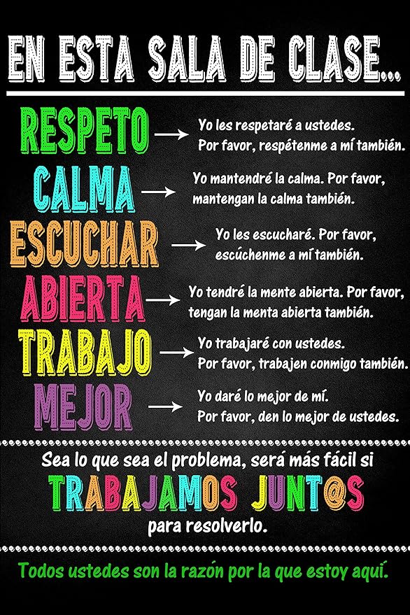 Amazon.com: Minitowz Spanish Classroom Decor - Expectations Rules ...