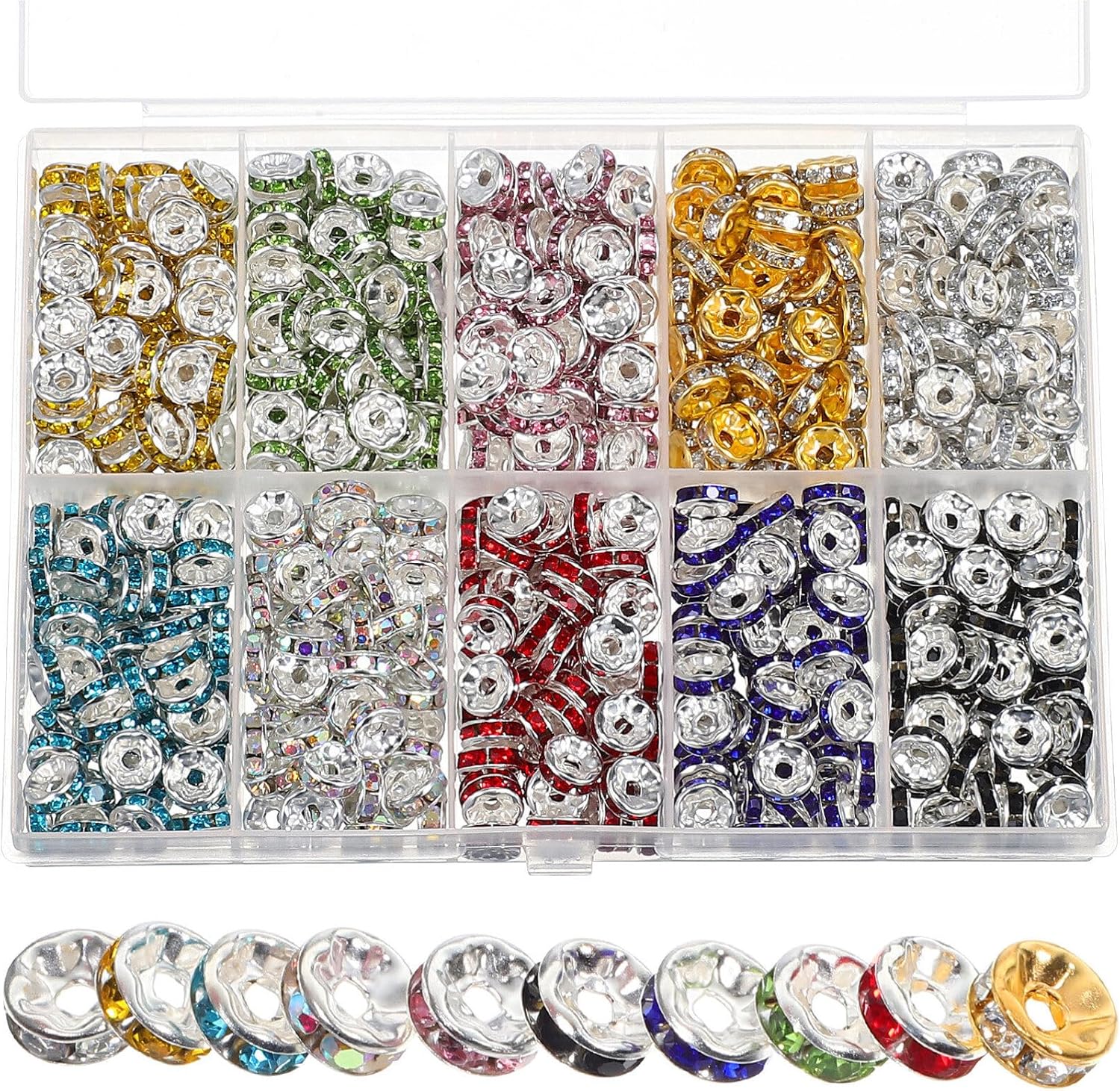 Amazon.com: IMIKEYA Rondelle Spacer Beads: 700Pcs 8mm Rondelle Beads ...