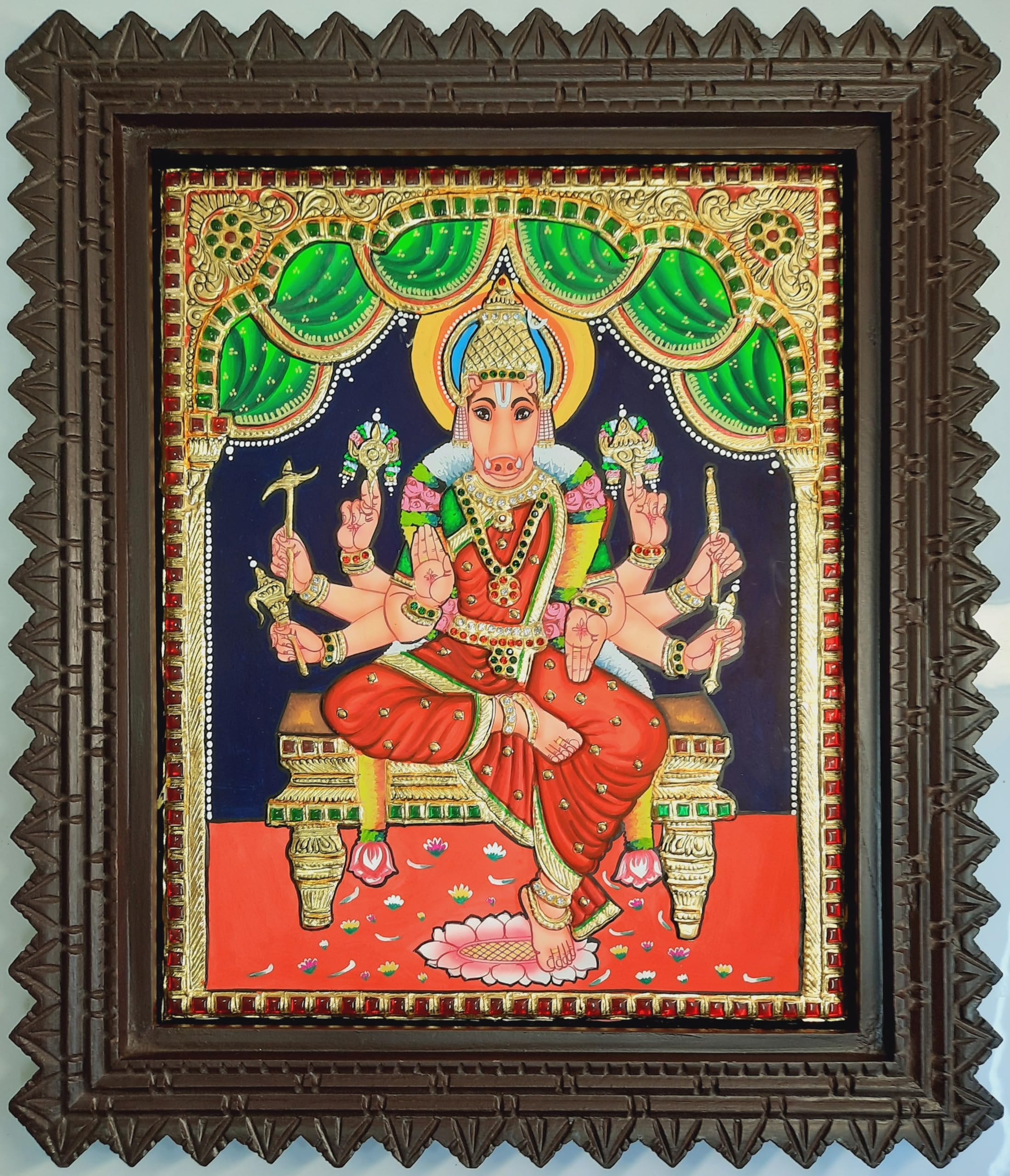 JLine Arts Tanjore Painting Varahi Amman Size 18 x 15 Inches - 22 Carat ...